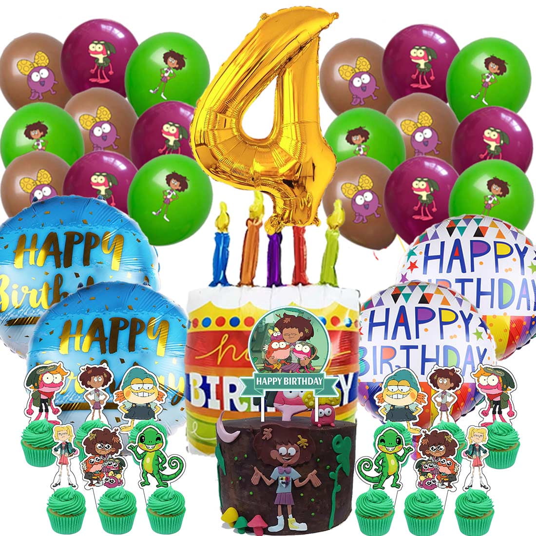 Amphibia Party Supplies 4th Decor Kit Balloons Birthday Cake Topper ...