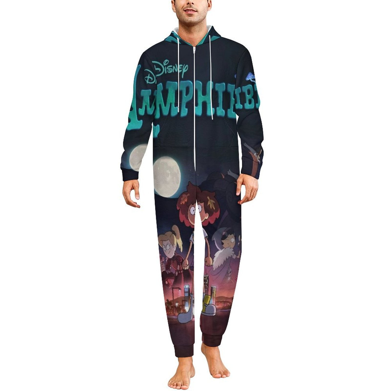 Amphibia Unisex Onesie Pajamas Zipper Jumpsuit Hooded One Piece ...