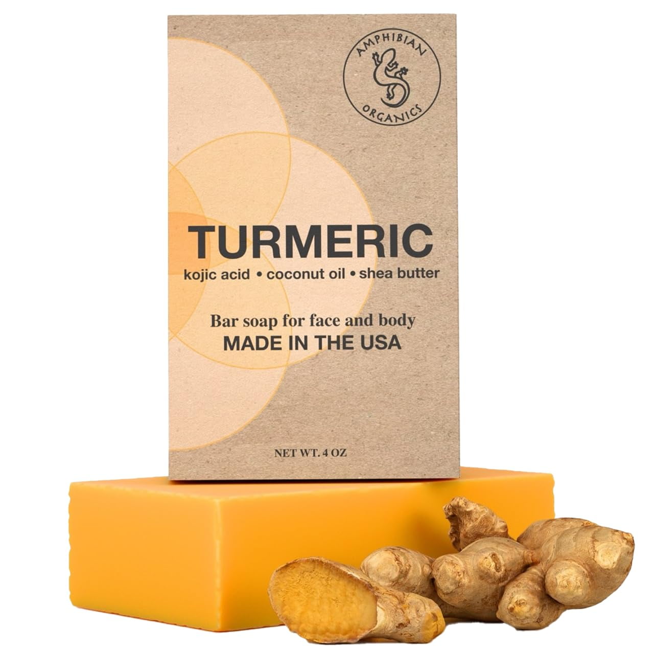 Amphibian Organics Turmeric Soap TMA2 - with Kojic Acid, Coconut Oil ...