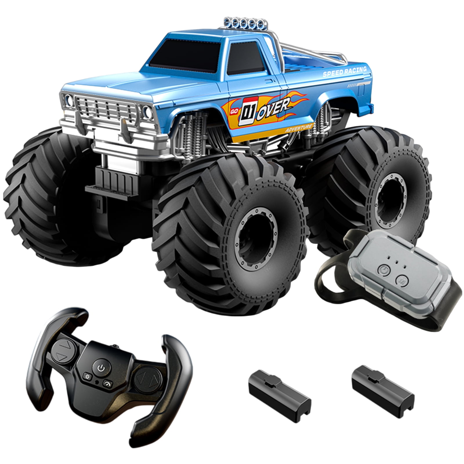 Amphibious RC Monster Truck - 4WD Waterproof Stunt Car with Extra ...