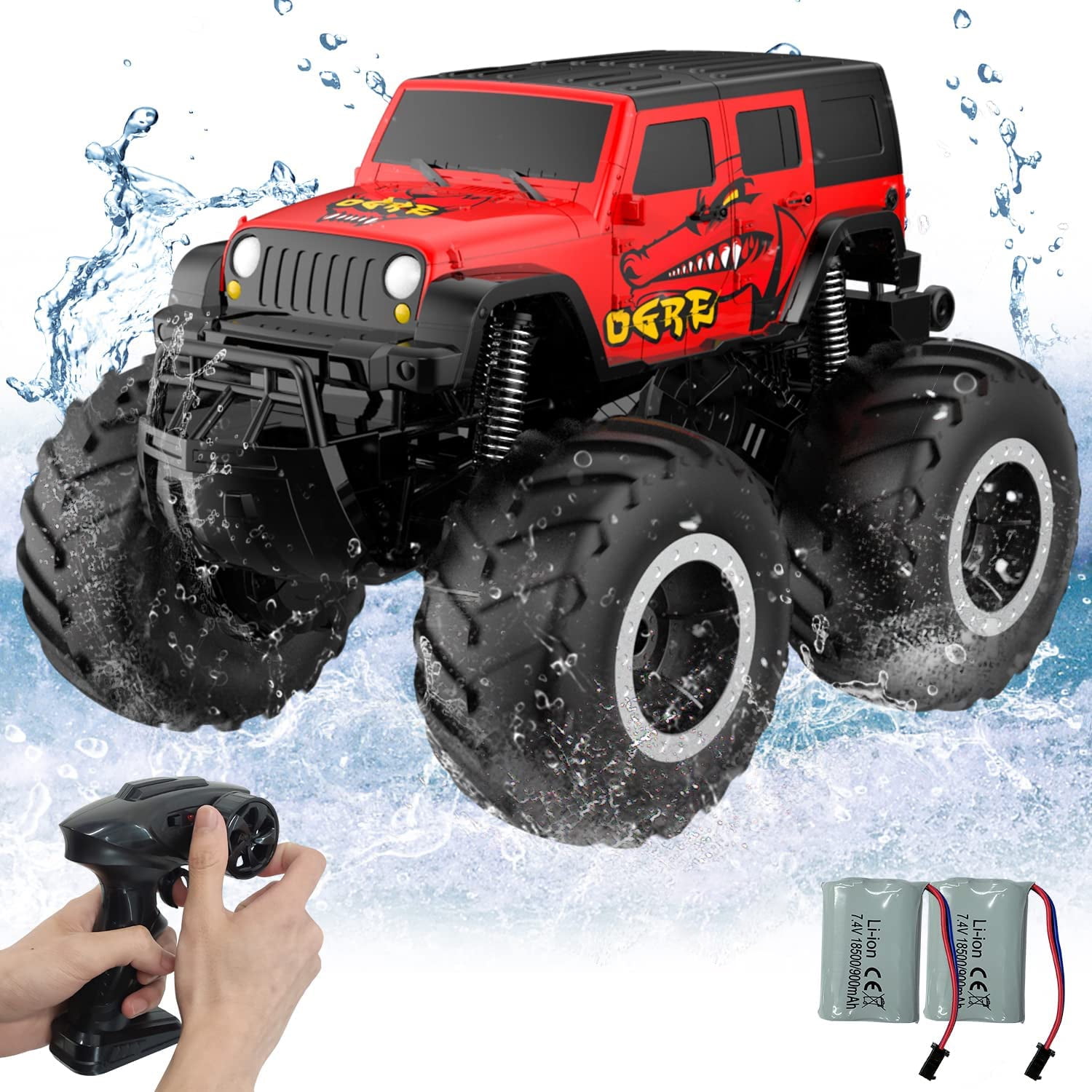 Amphibious 4WD RC Truck, All Terrain, Waterproof, Rechargeable, for 4 ...