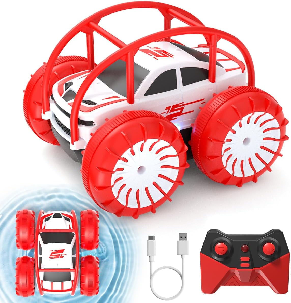 Amphibious Remote Control Car, Rechargeable Direct Charging RC Cars 360 ...
