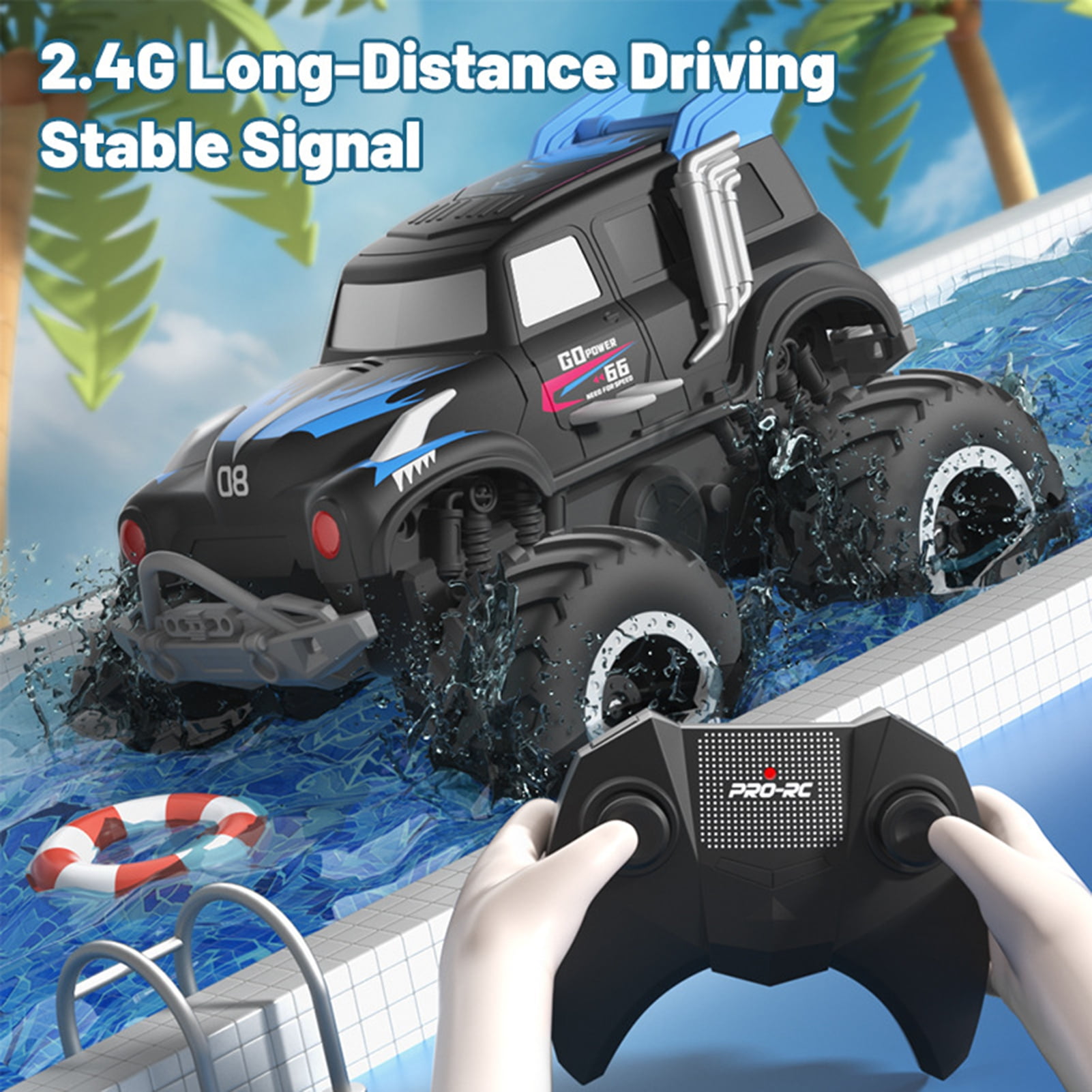 Amphibious Remote Control Off-Road Car 4 Wheels Drive Waterproof ...