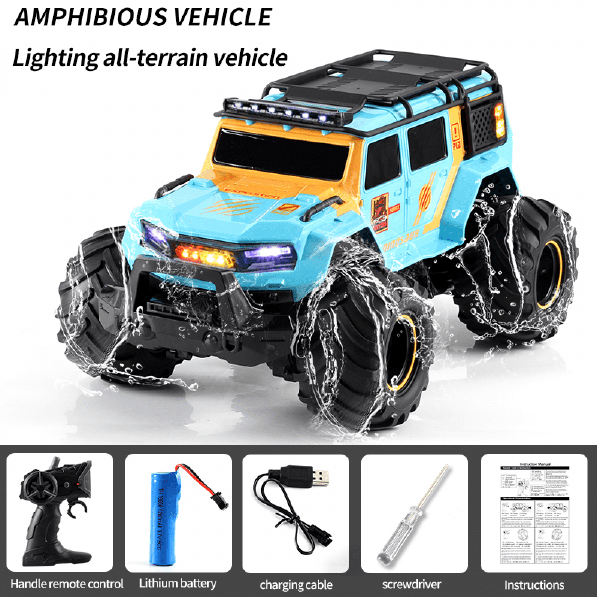 Amphibious Remote Control Truck 360° Rotation RC Stunt Car with Sound ...