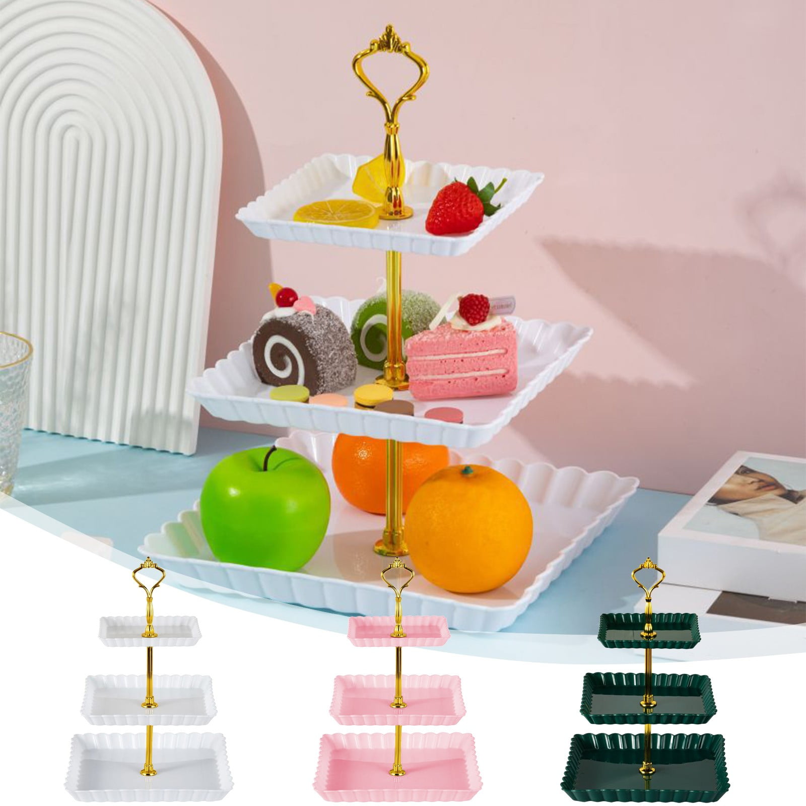 Ampiyan 3-Tier Serving Stand for Wedding, Party, Desserts - 13.38x9 ...