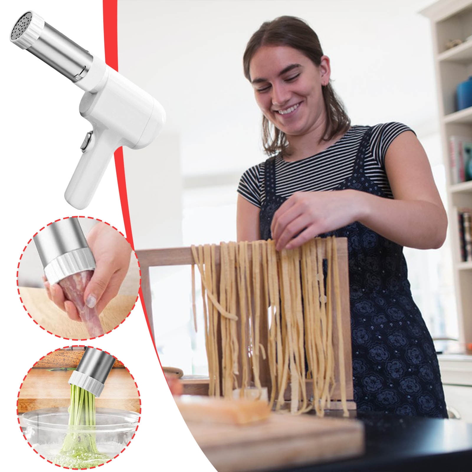 IBaodan 5-in-1 Electric Pasta Maker with 5 Molds, 200g Stainless Steel ...