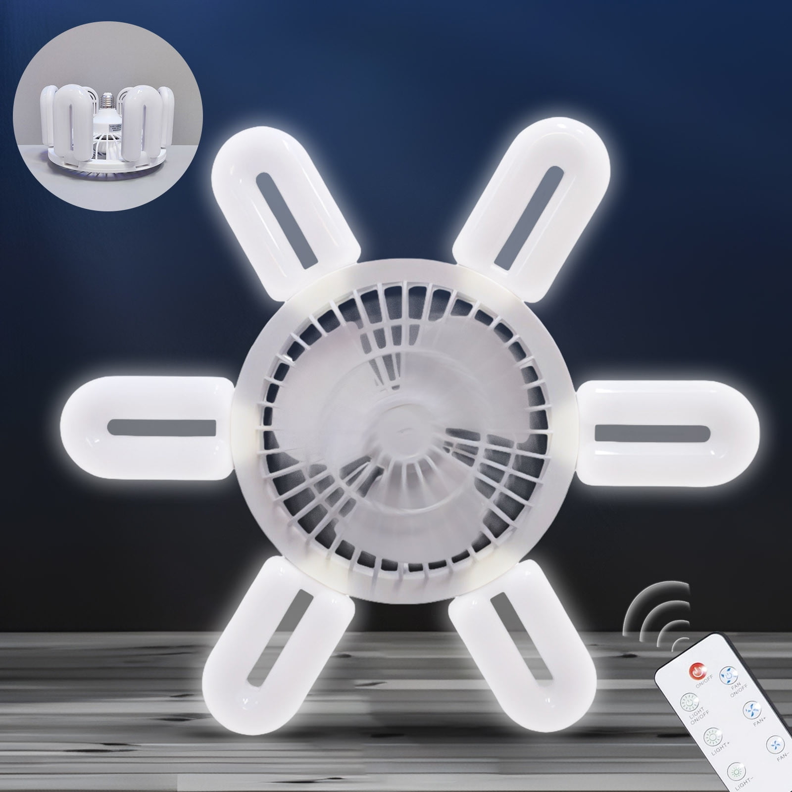 Ampiyan 6-Leaf LED Folding Fan Light, Remote Control Ceiling Fan with ...