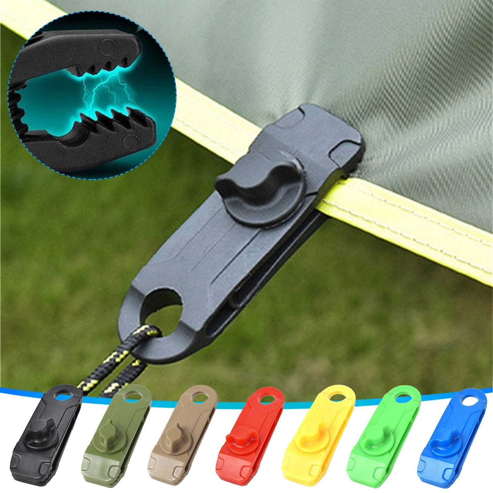 Ampiyan 7PC Windproof Tent Clips with Locking Clamp - Heavy Duty Tarp ...
