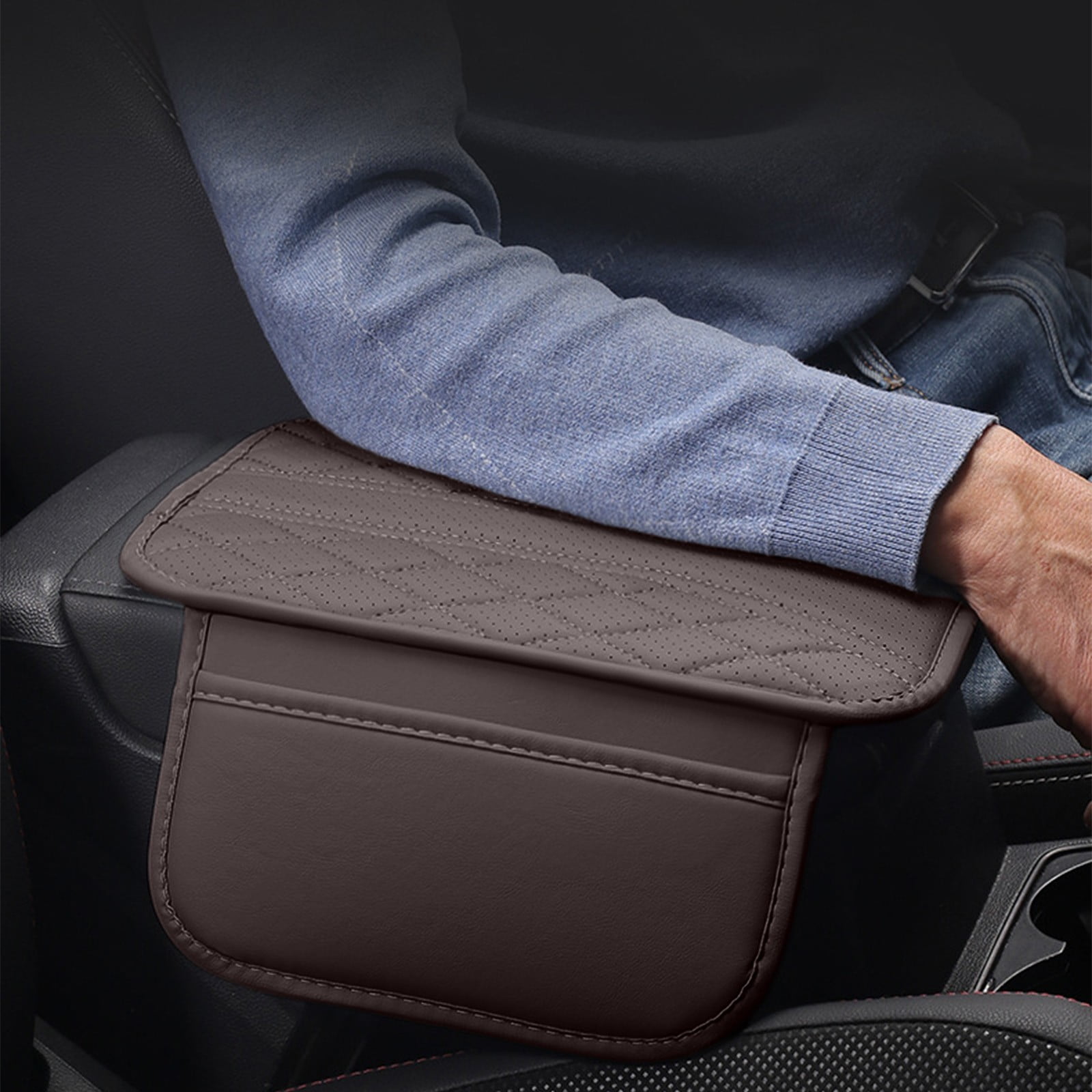 Ampiyan Car Armrest Box Cover, Car Center Console Organizer, Leather ...