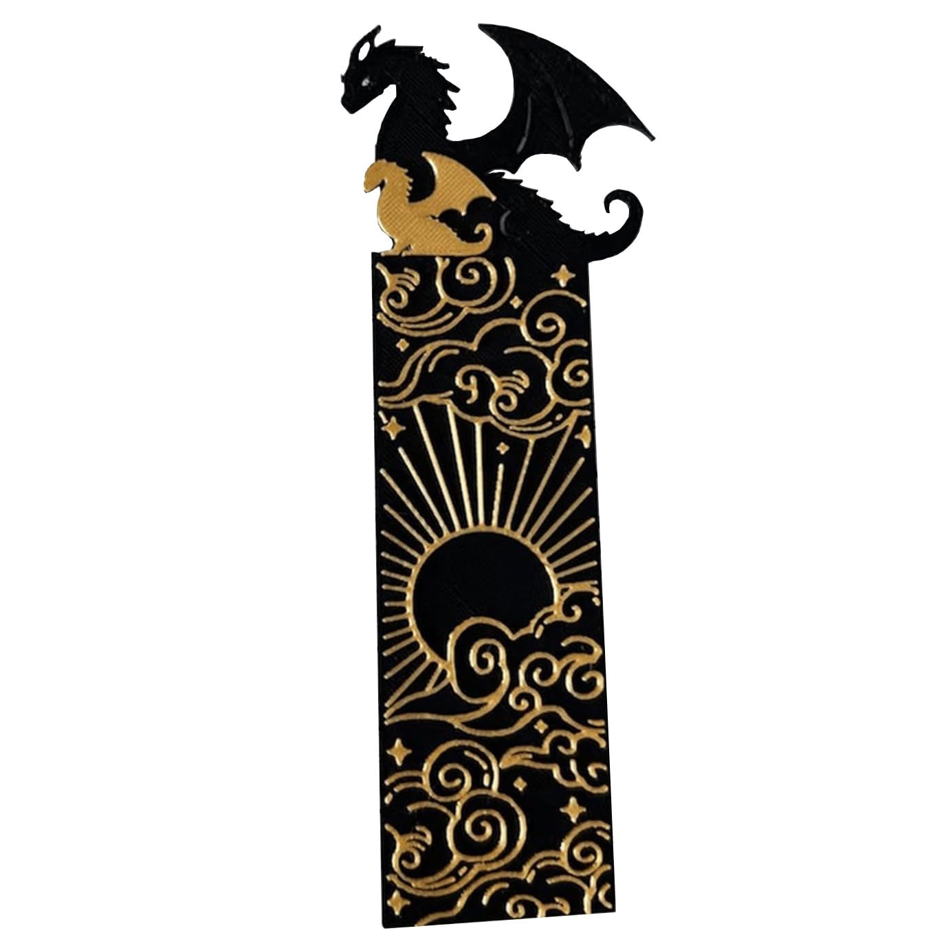 Ampiyan Dragon & Sun Design Plastic Bookmark - Gold Flying Dragons with ...