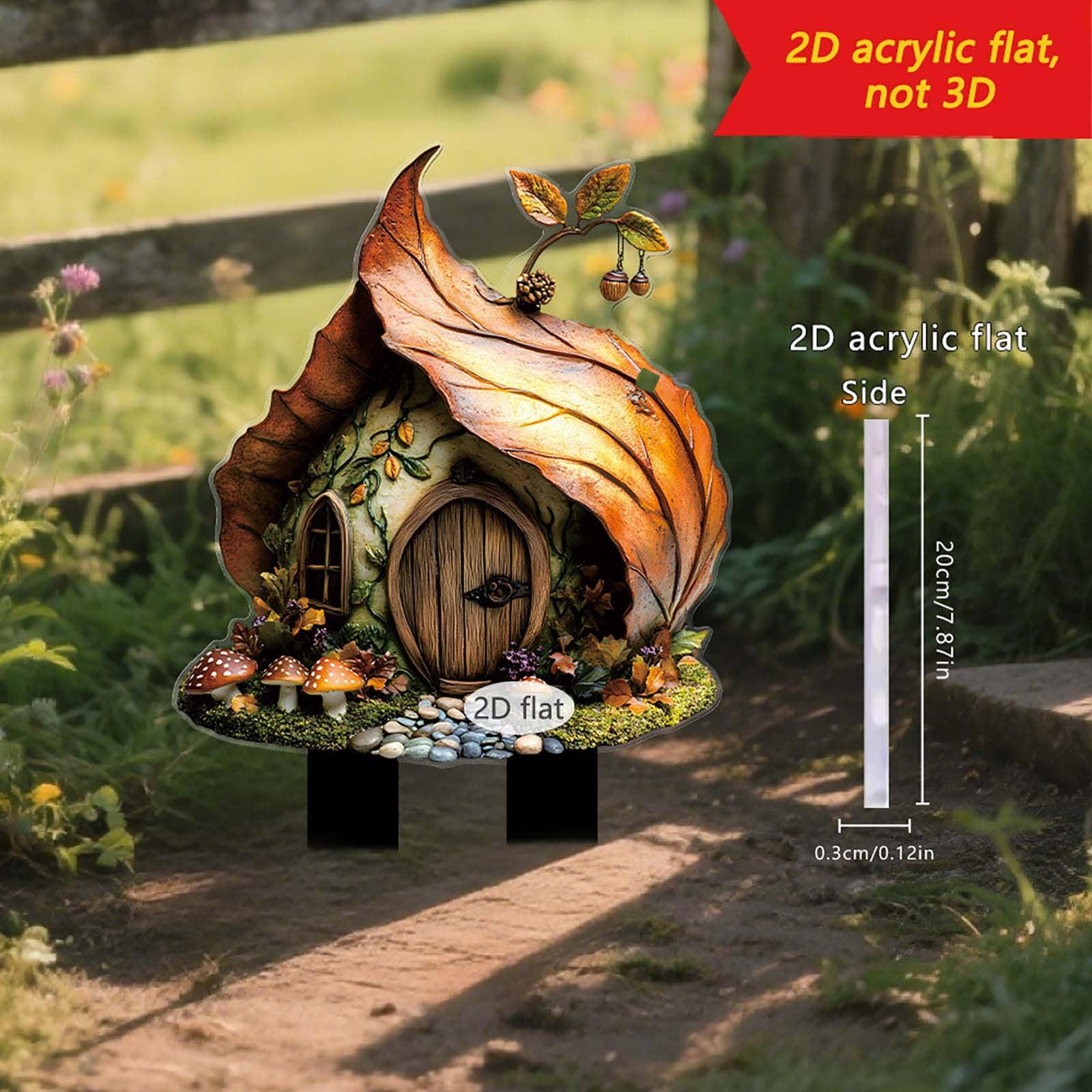 Ampiyan Dreamy Mushrooms House, 2D Flat Garden Decor for Outdoor ...