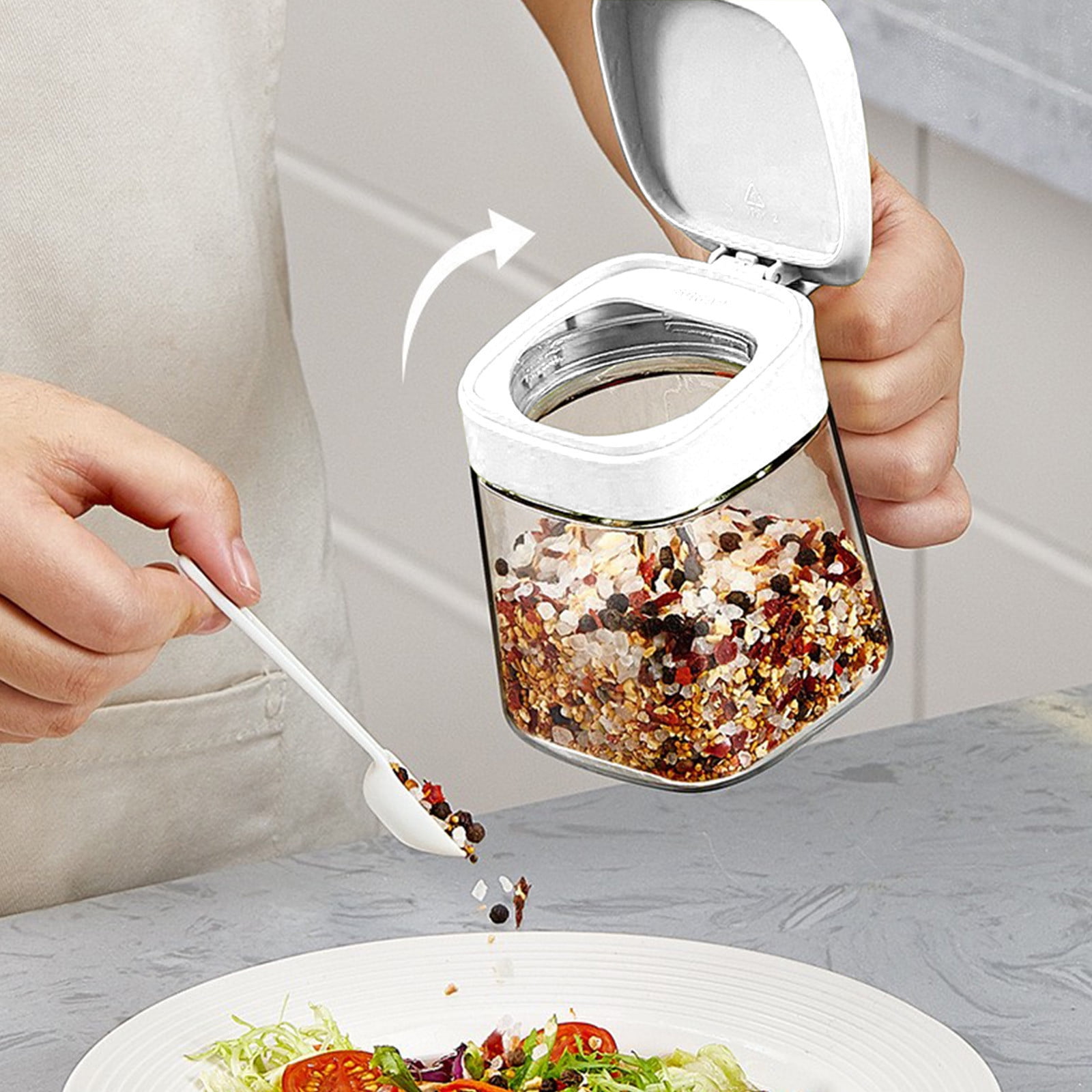 Ampiyan Glass Seasoning Jar with Leak-Proof Seal - Transparent Spice ...