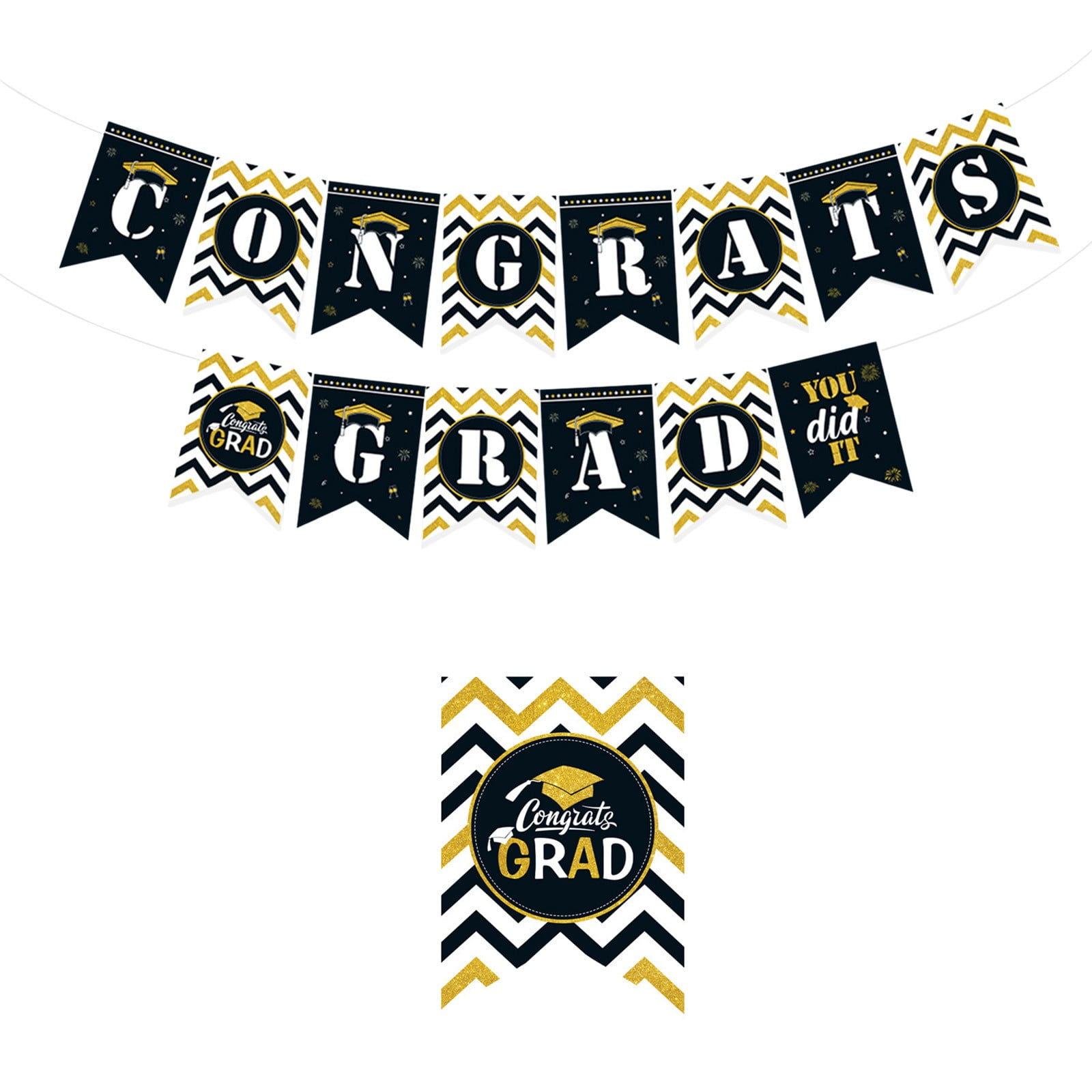 Ampiyan Graduation Bunting Banner with Hanging Rope – 18.4x13.3cm White ...