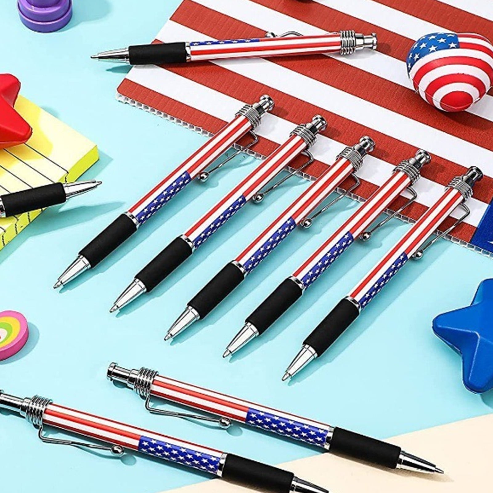 IBaodan Independence Day Tricolor Flag Push Pen, 1ML Ballpoint Pen with ...