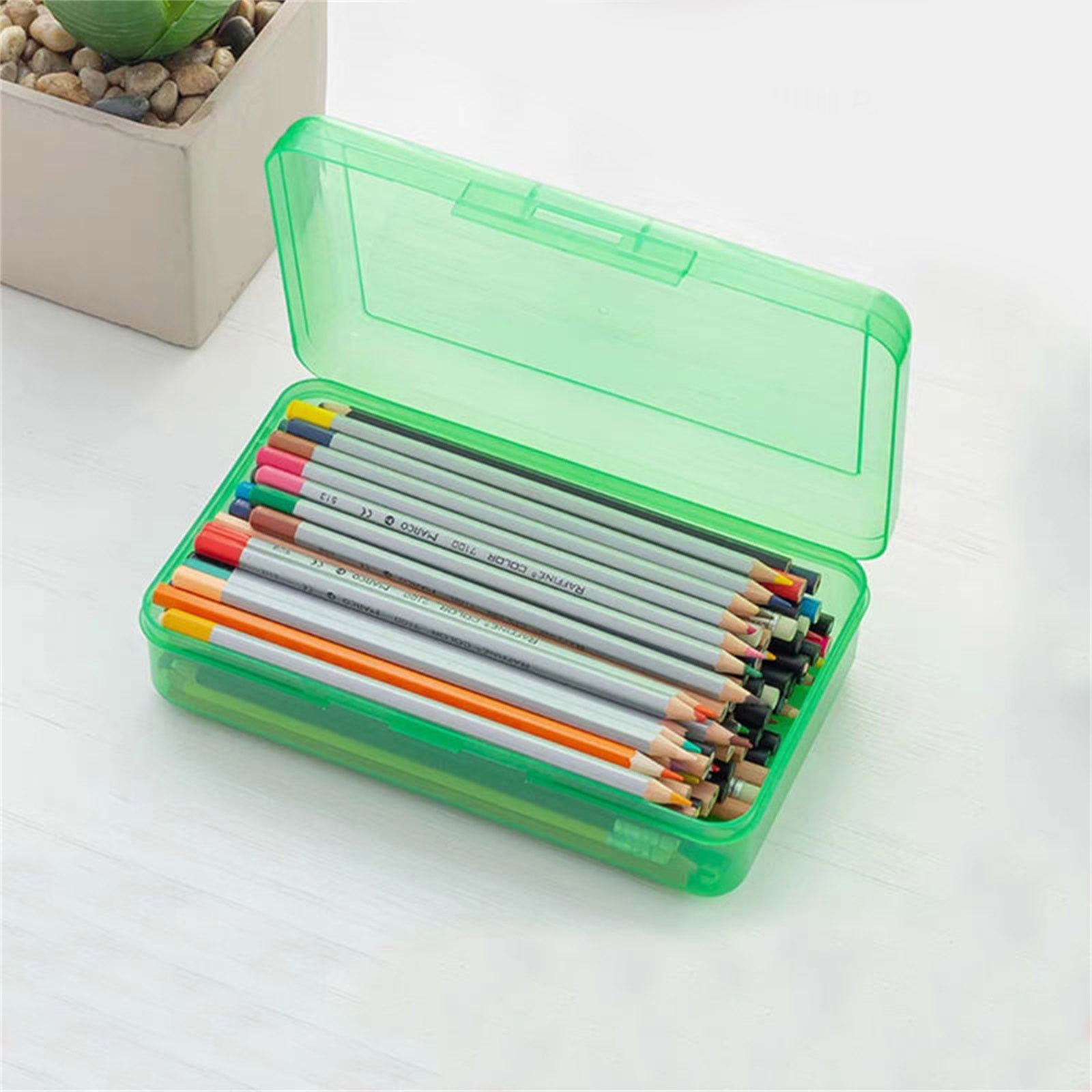 Ampiyan Large Clear Plastic Pencil Box with Snap-Tight Lid, Stackable ...