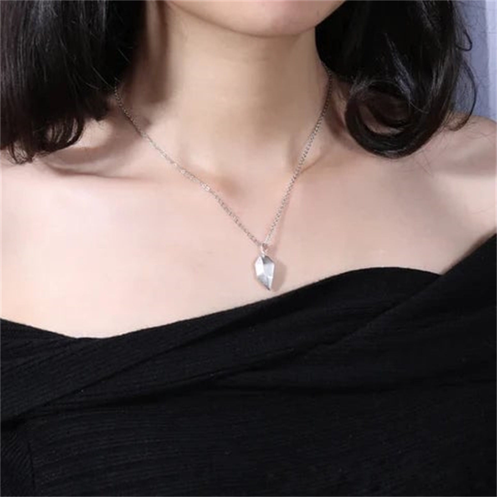 Ampiyan Magnetic Couple Necklace Set - 3D Love Heart Pendant, Splicing ...