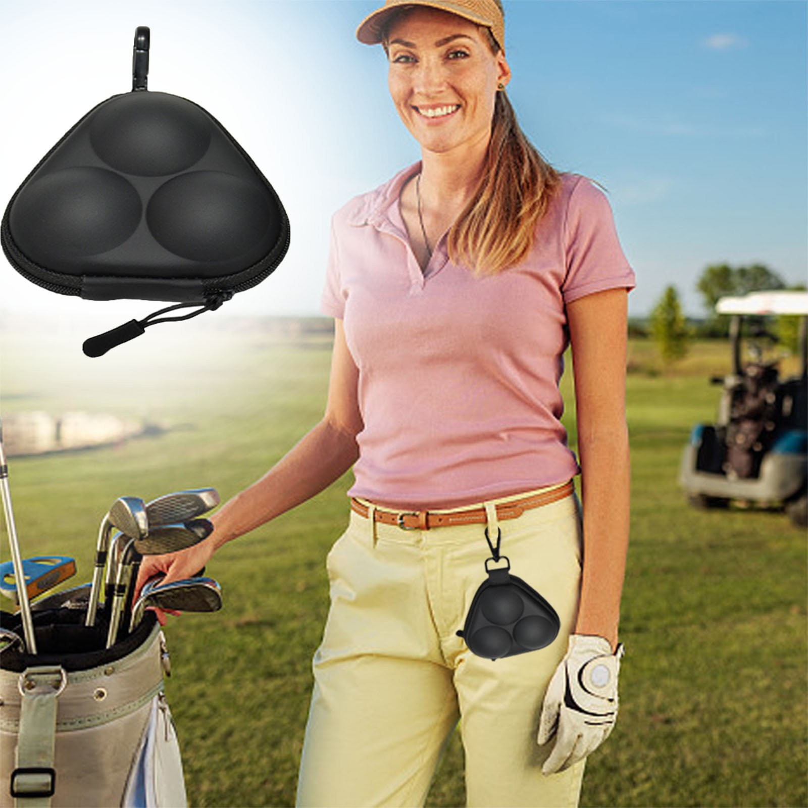 IBaodan Portable Golf Waist Bag, Leather Tennis Ping Pong Storage Pouch ...