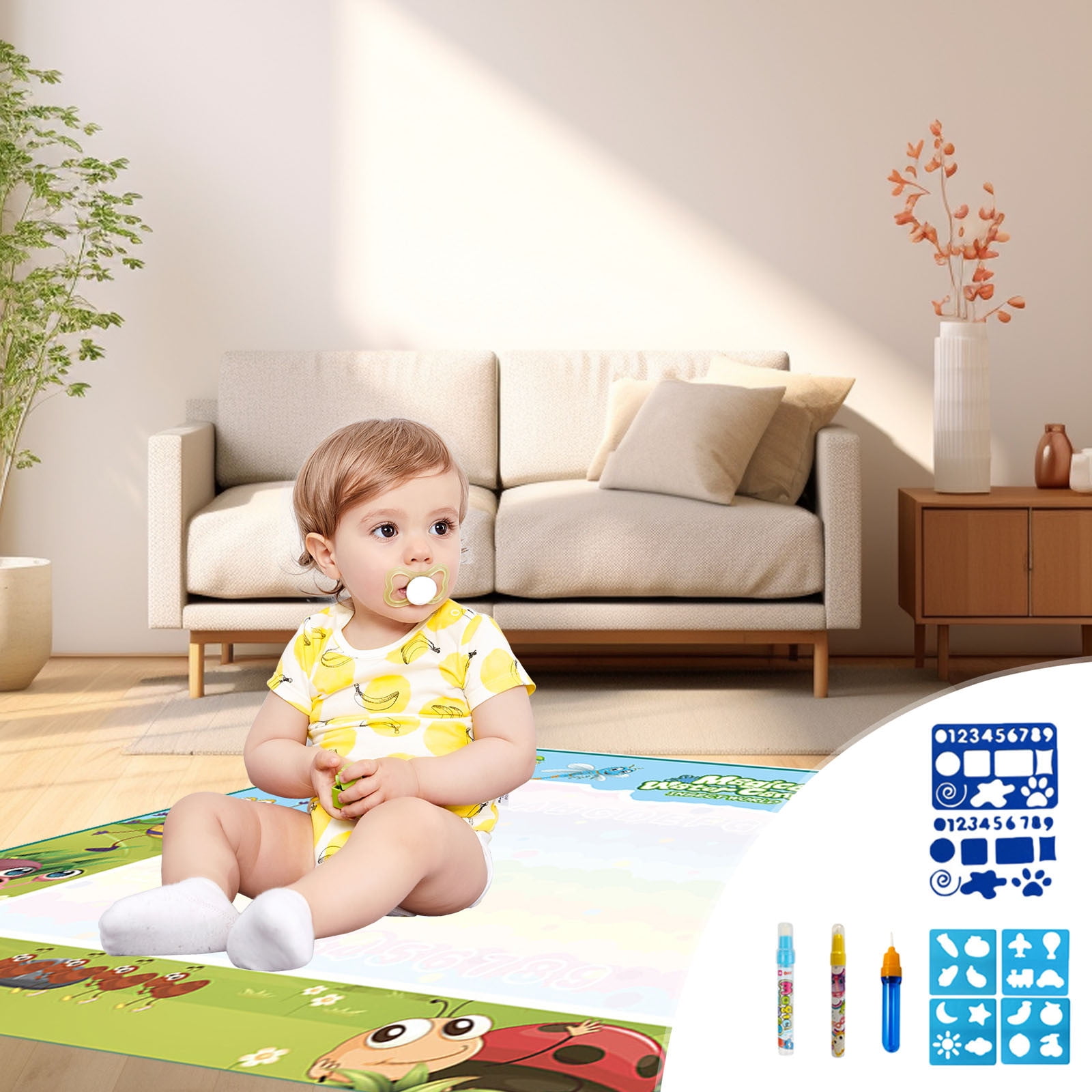 Ampiyan Reusable Water Drawing Mat with 3 Water Pens, 4 Copying Boards & Painting Album, Large ...