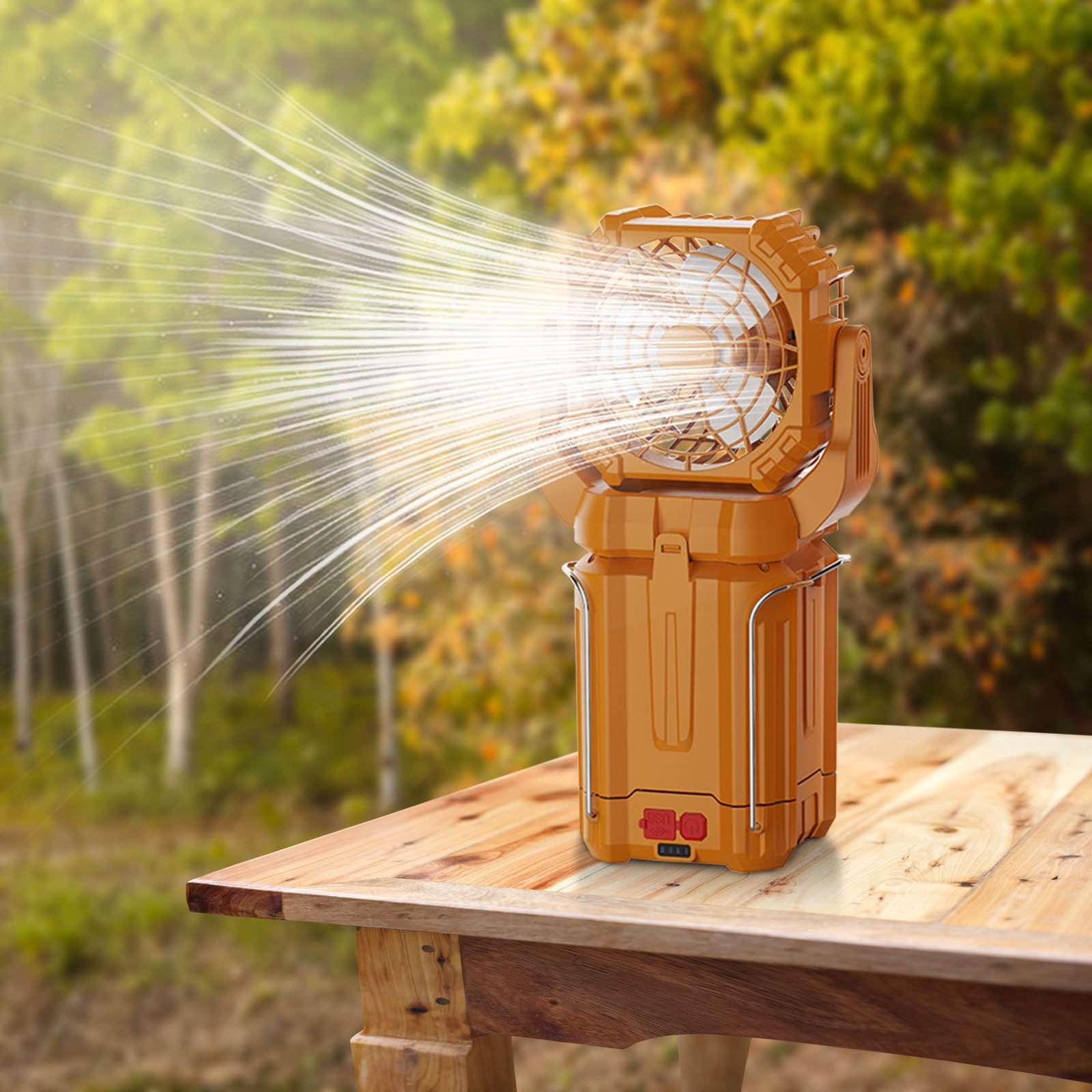 Ampiyan Solar-Powered Fan Lantern with LED Lighting, Portable Camping ...