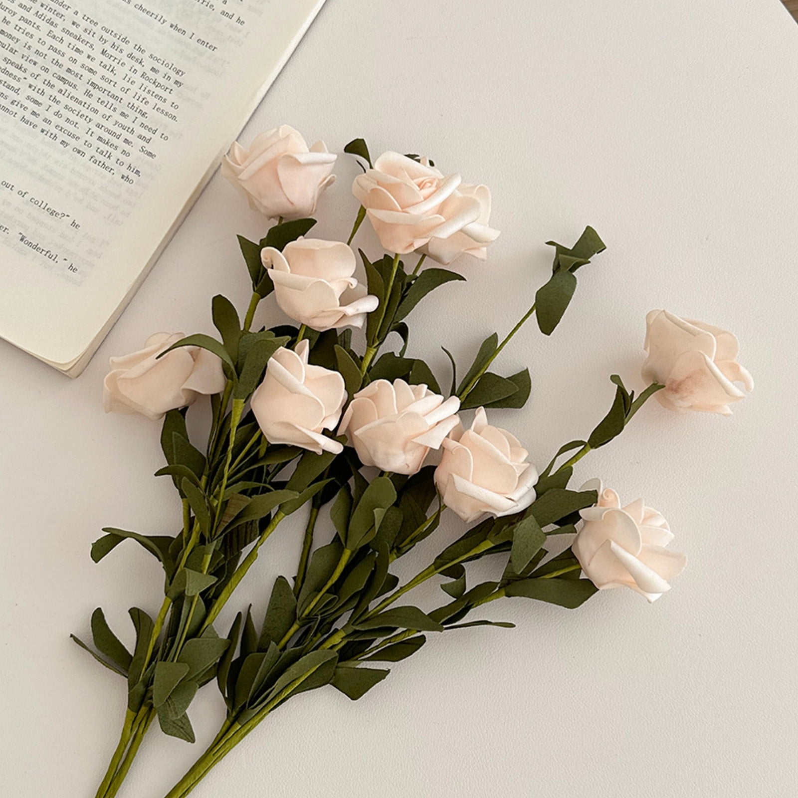 Ampiyan Vintage Foam Roses Bouquet, 5 Rolled Roses for Wedding Decor ...