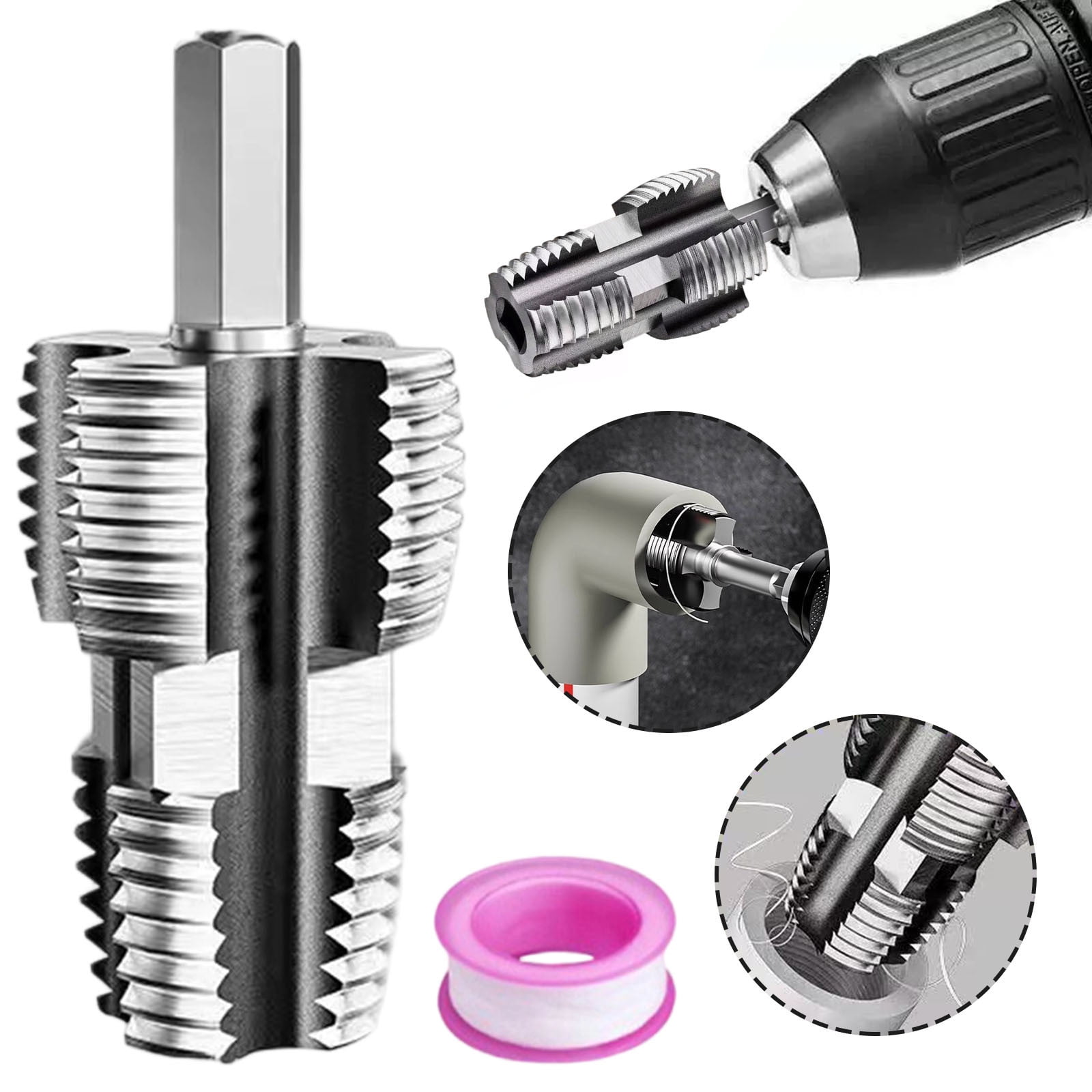Ampiyan Water Pipe Threading Tool, Drill-Compatible 4/6 Split Pipe ...