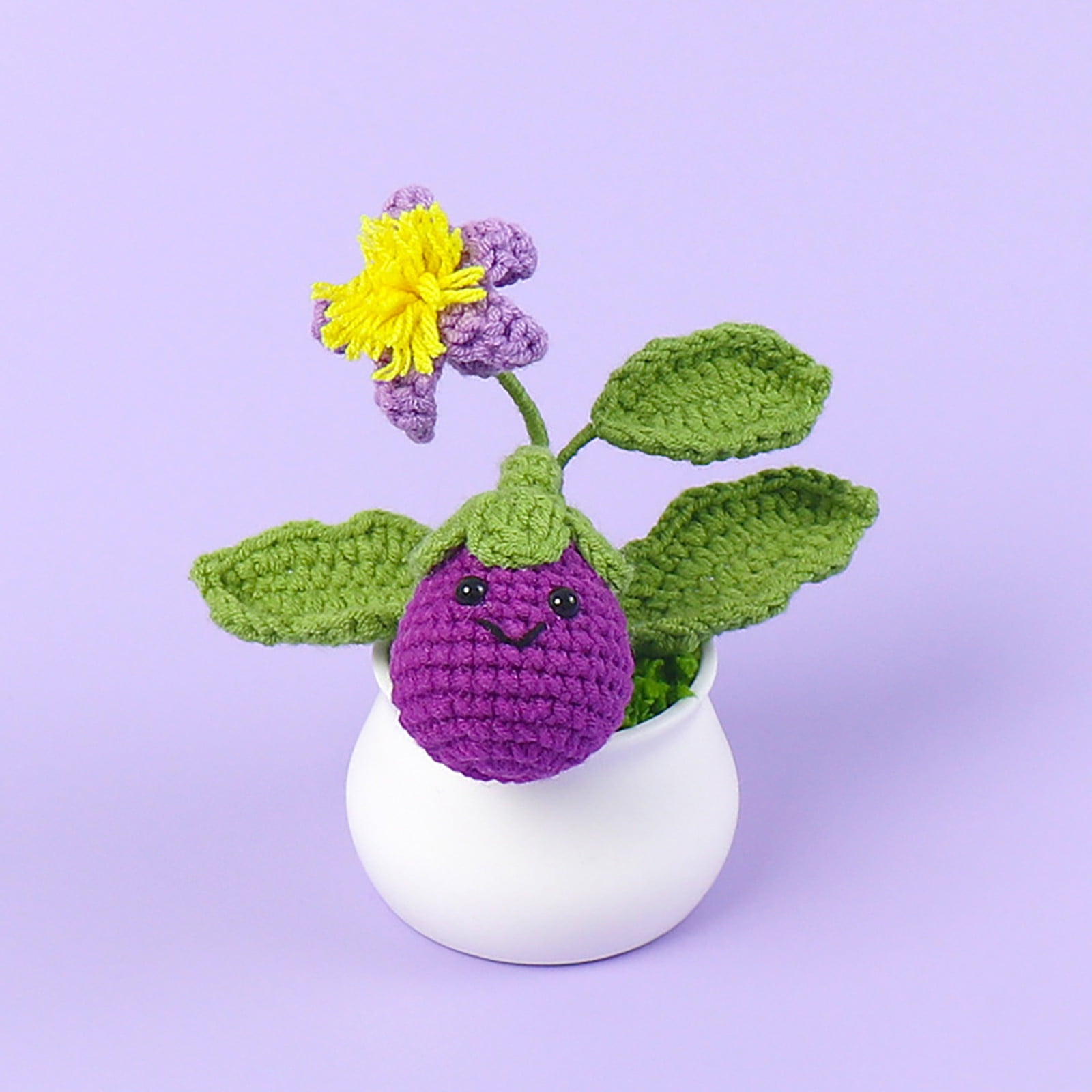 Ampiyan Wool Crochet Simulation Flower Pot Decor - Mini Realistic ...