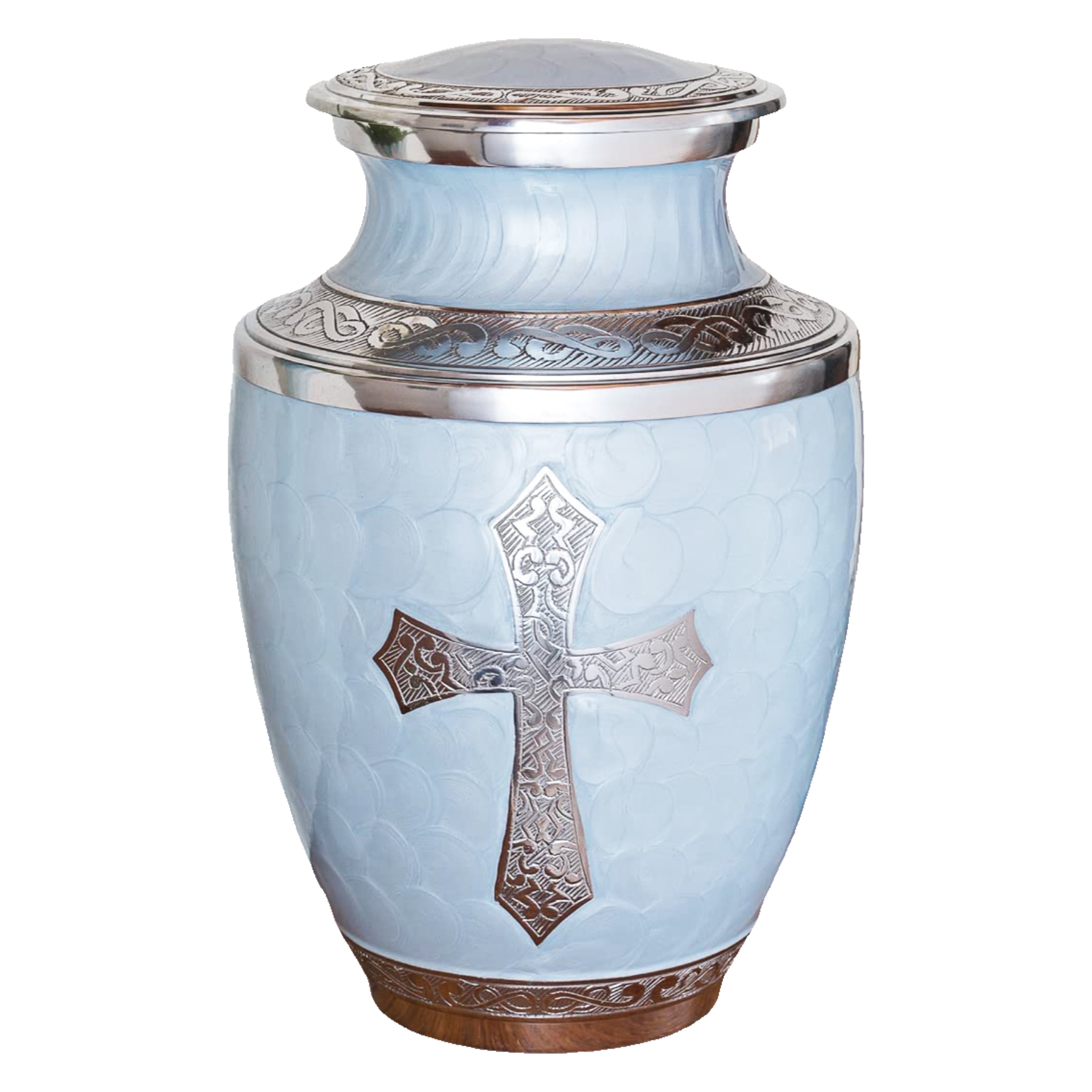 Serene Repose: Embossed Cross Metal Cremation Urn - Walmart.com