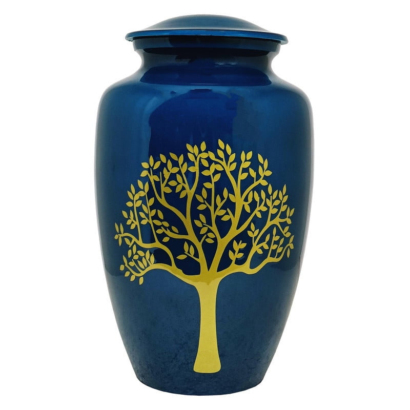 Ample Cremation Urns | Royal Blue Cremation Urn with Golden Tree ...