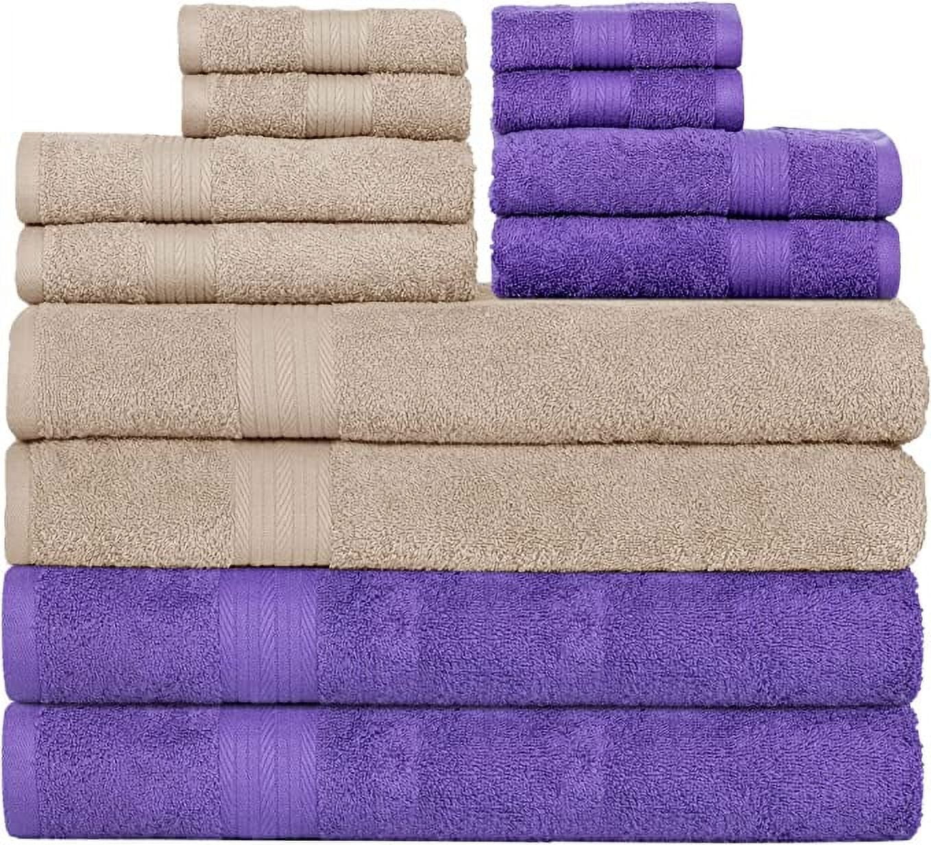 Ample Décor Bathroom Towel Set of 12- 4 Bath Towel, 4 Hand Towel, 4 ...
