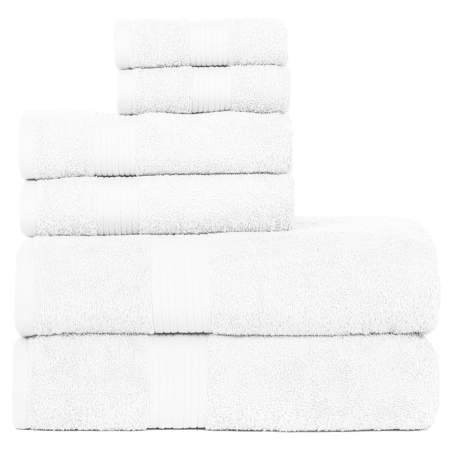 Ample Decor 100% Cotton 6pcs Towel Set - 2 Bath Towels, 2 Hand Towels ...