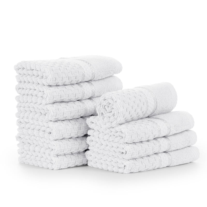 Ample Decor 100% Cotton White Wash Cloths Set of 10 Popcorn Textured ...