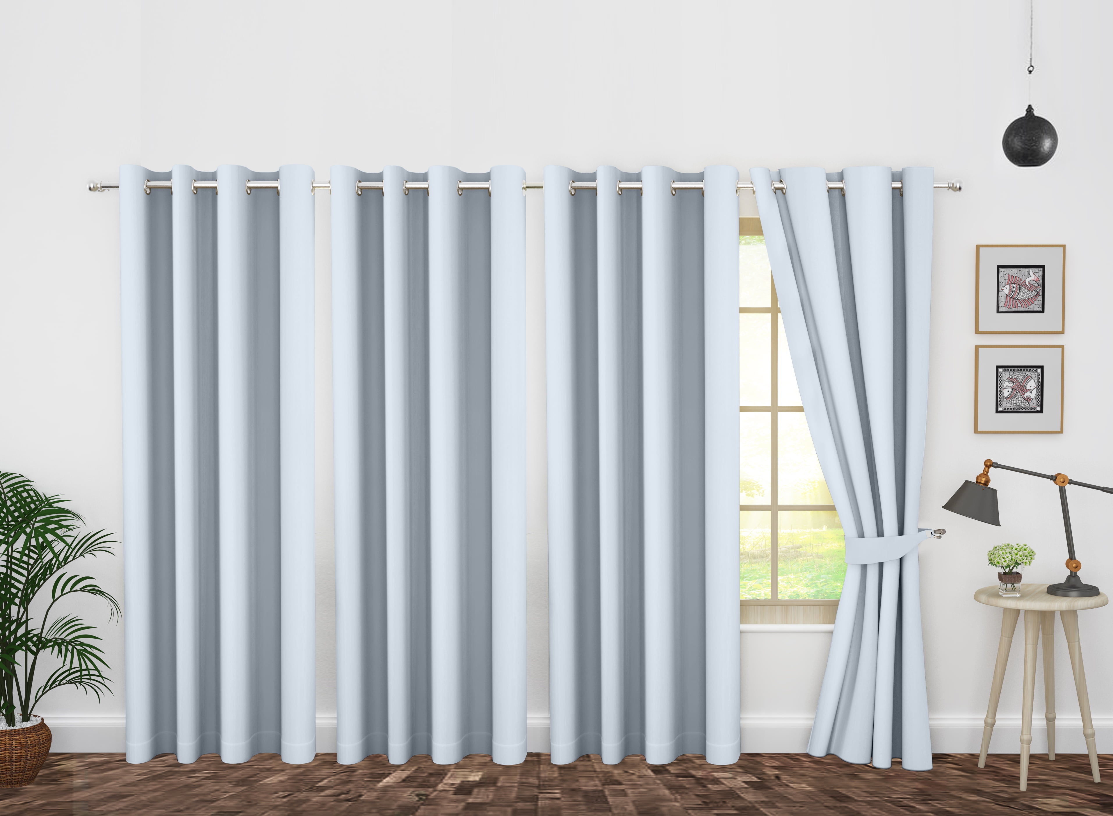 Ample Decor 4 Panel 46 x 84 inch 100% Polyester Blackout Curtains ...