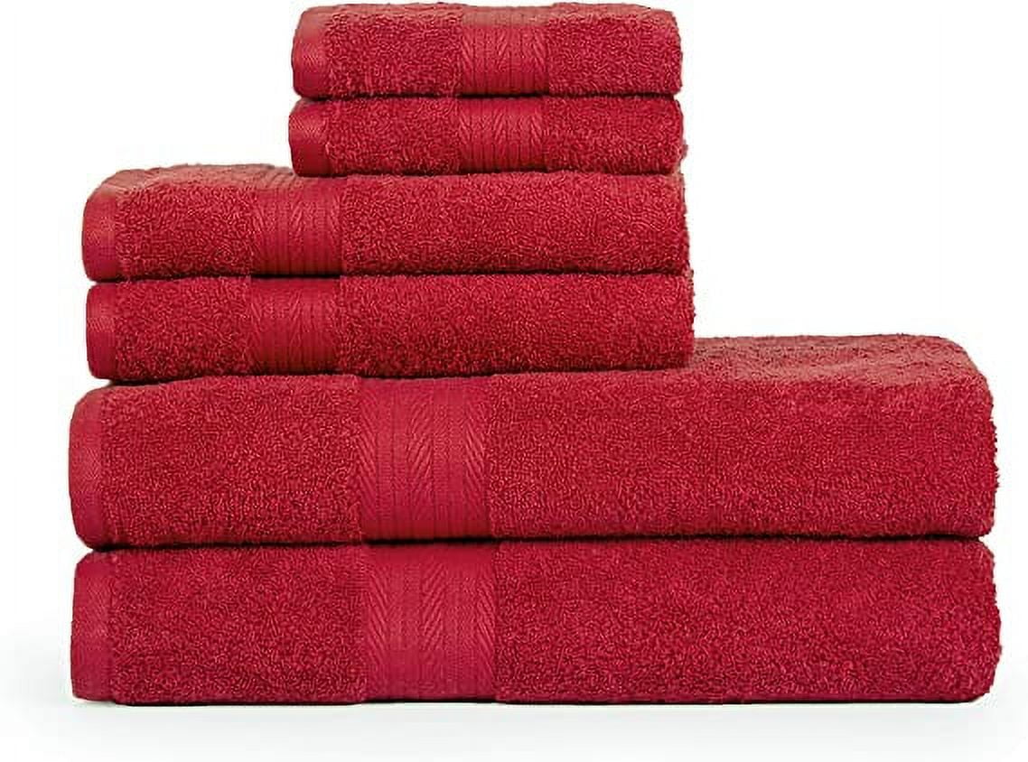 Ample Decor 6Pcs Luxury Towel Set, 100% Soft Cotton, 2 Bath, 2 Hand, 2 ...