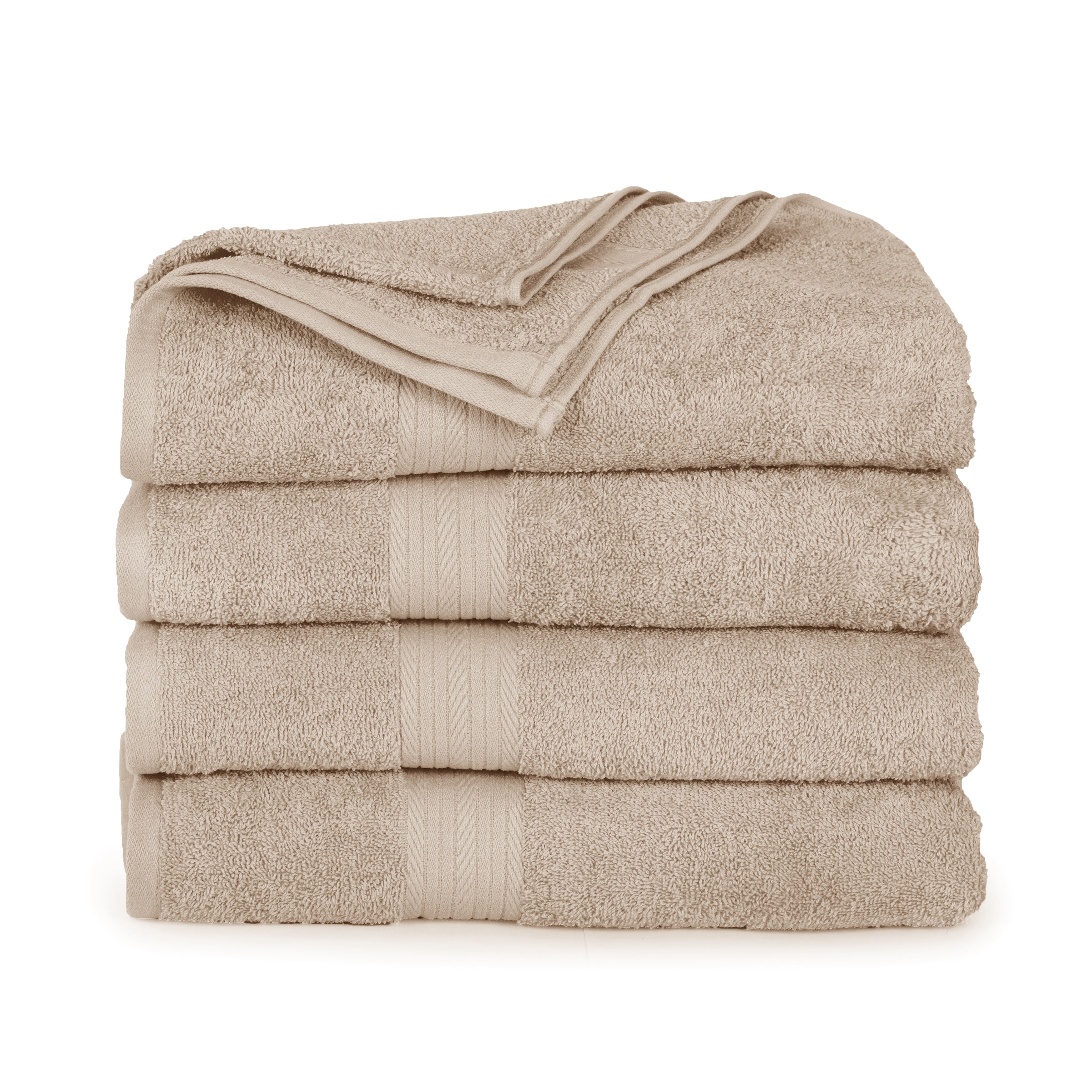 Ample Decor Bath Towel for Bathroom 30X54 inch 100% Cotton - 4pcs Beige ...