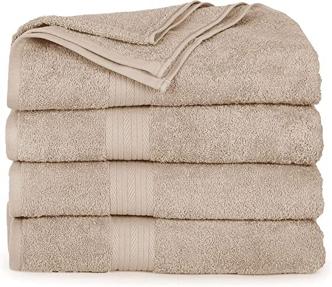 Ample Decor Bath Towel for Bathroom 30X54 inch 100% Cotton - 4pcs Beige ...