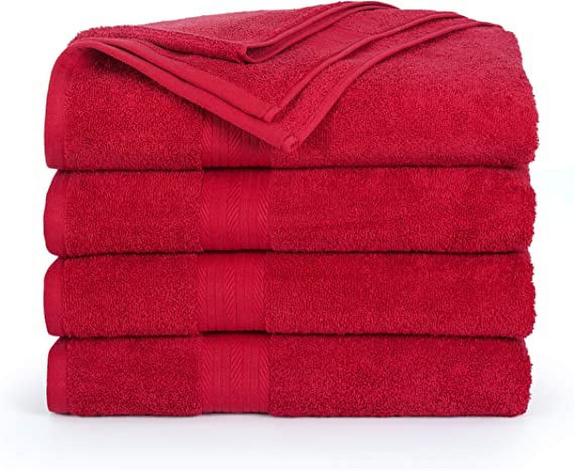 Ample Decor Bath Towel for Bathroom 30X54 inch 100% Cotton - 4pcs Red ...