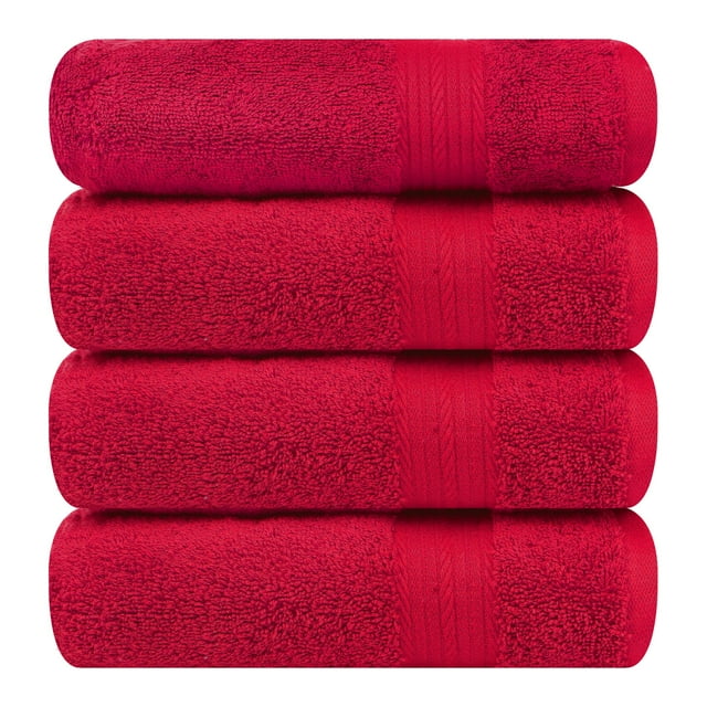 Ample Decor Decorative 100% Cotton Bath Towel Set, 30X54 inch - 4pcs ...