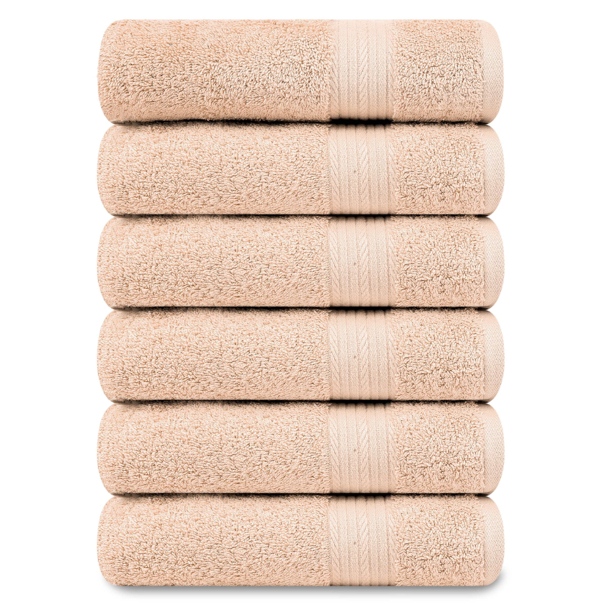 Ample Decor Bathroom Hand Towels 100% Cotton 18X28 inch -6pc Beige ...