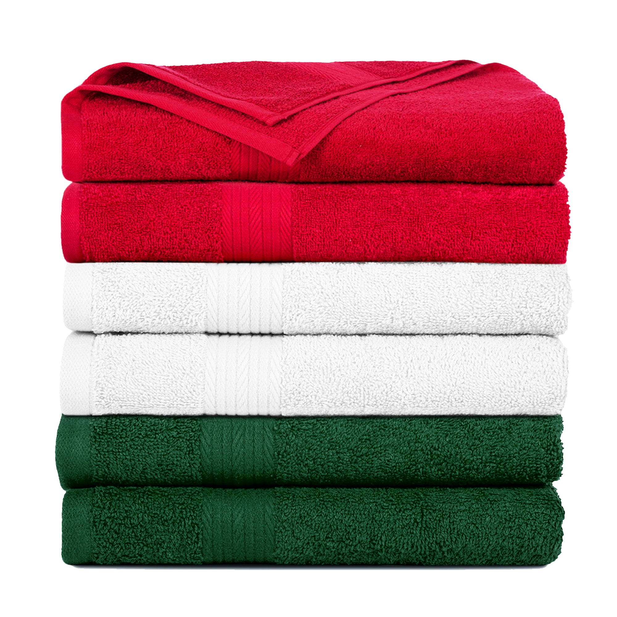 Ample Decor Bathroom Hand Towels 100% Cotton 18X28 inch -6pc White, Red ...