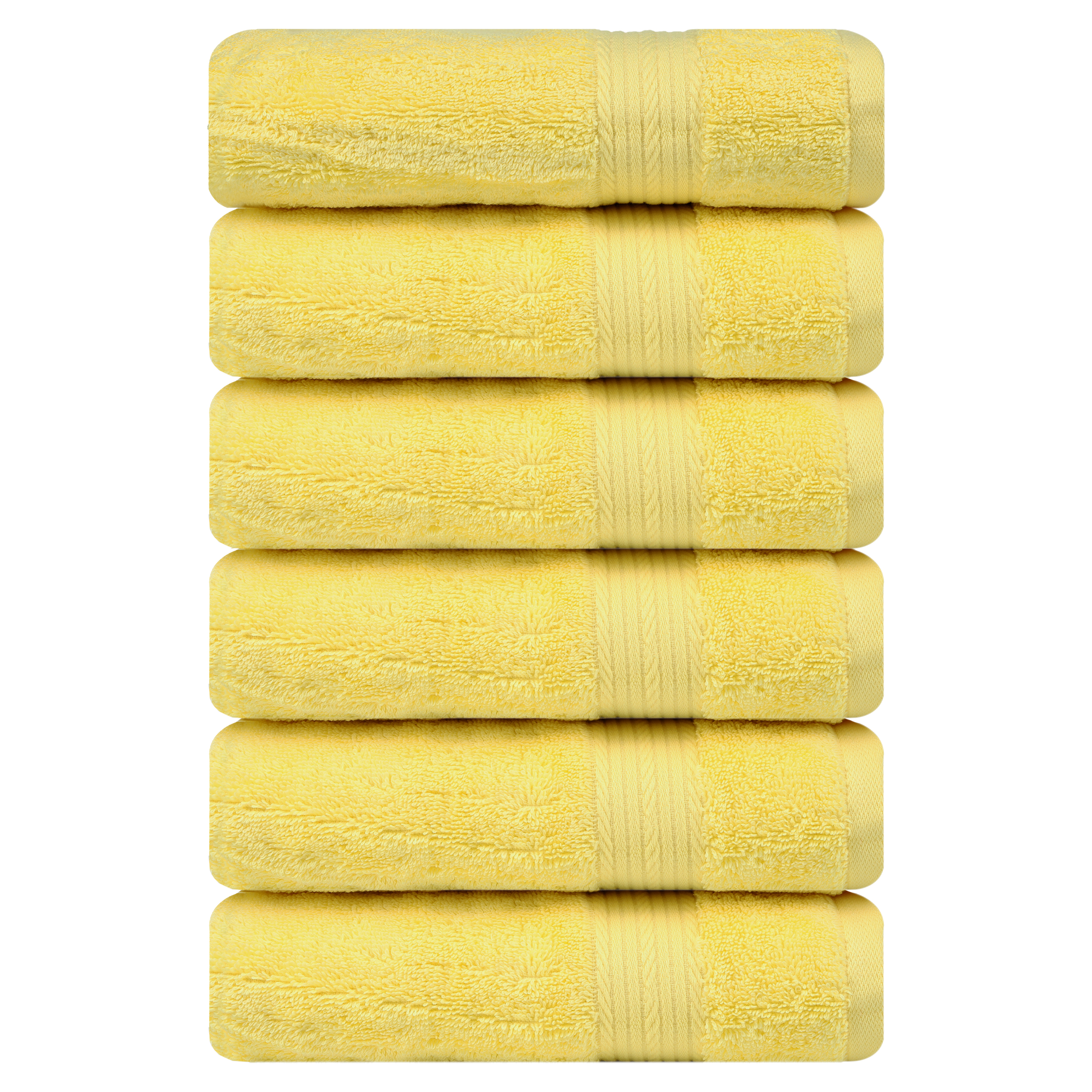 Ample Decor 100% Cotton Hand Towels, 18X28 inch, 6pc Set, Yellow ...