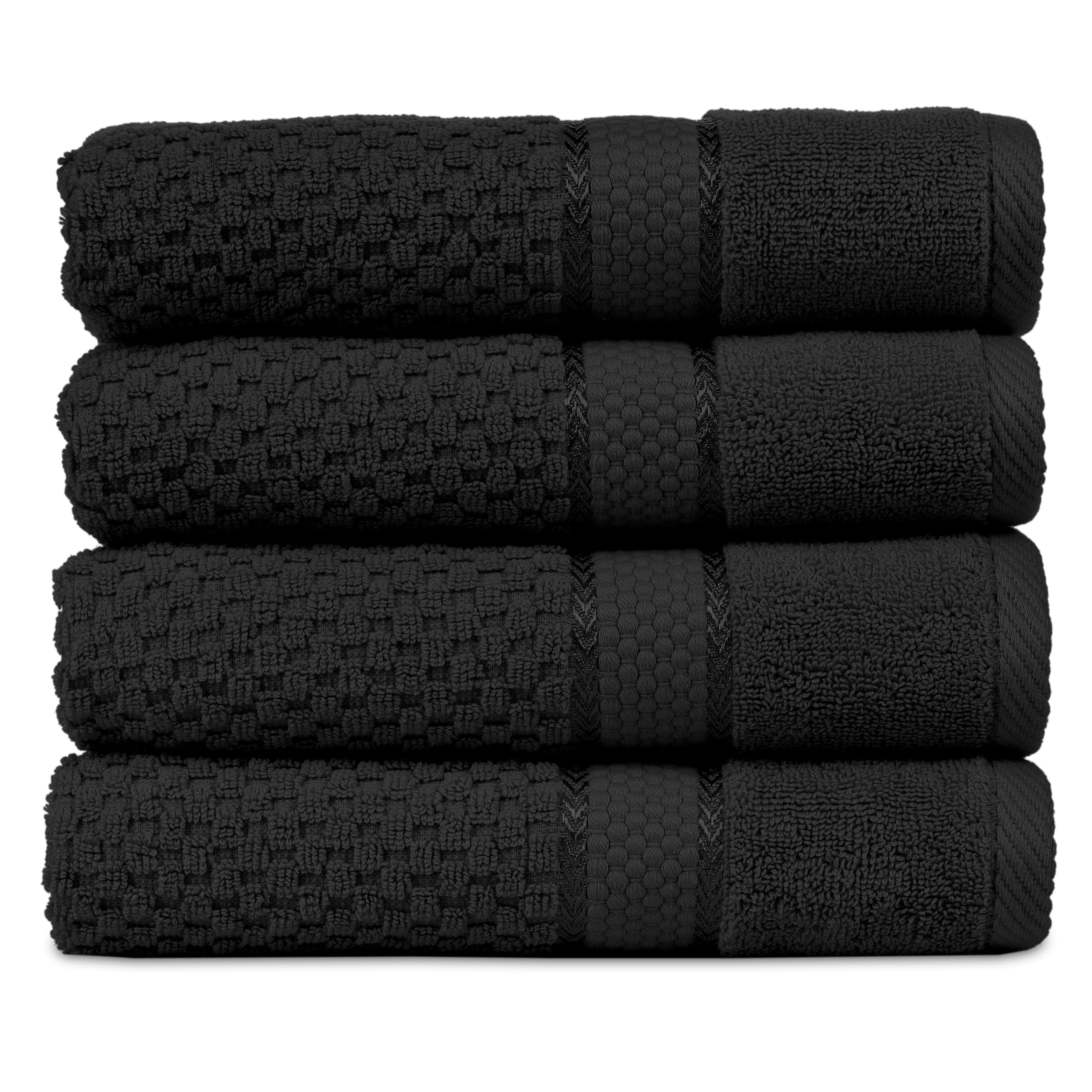 Ample Decor Black Bath Towels for Bathroom Set of 4 100% Cotton Popcorn ...