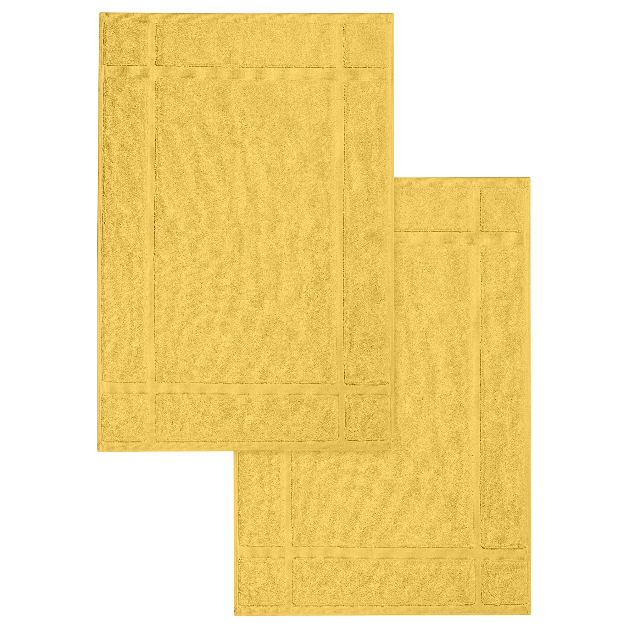 Ample Decor 24x17 inches Cotton Bath Mats - Yellow, 2 Pack, 1350 GSM ...