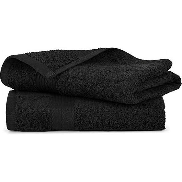 Ample Decor Hand Towel Set of 2 100% Cotton 18X28 inch - Black ...