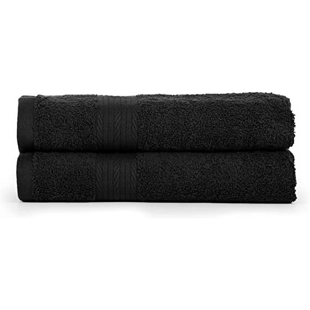 Ample Decor Hand Towel Set of 2 100% Cotton 18X28 inch - Black ...