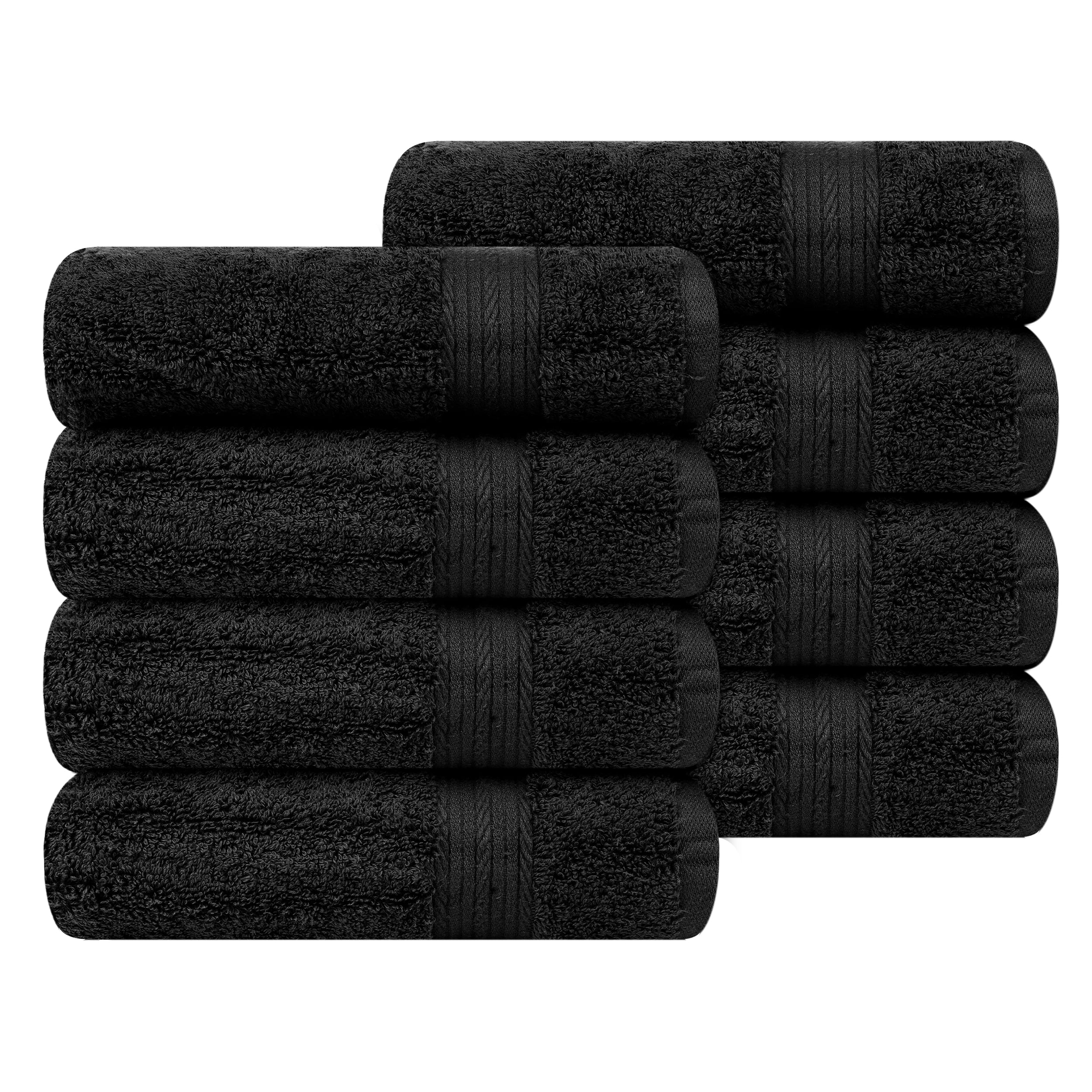 Ample Decor Hand Towels 100% Cotton for Bathroom 18X28inch -8pcs Black ...