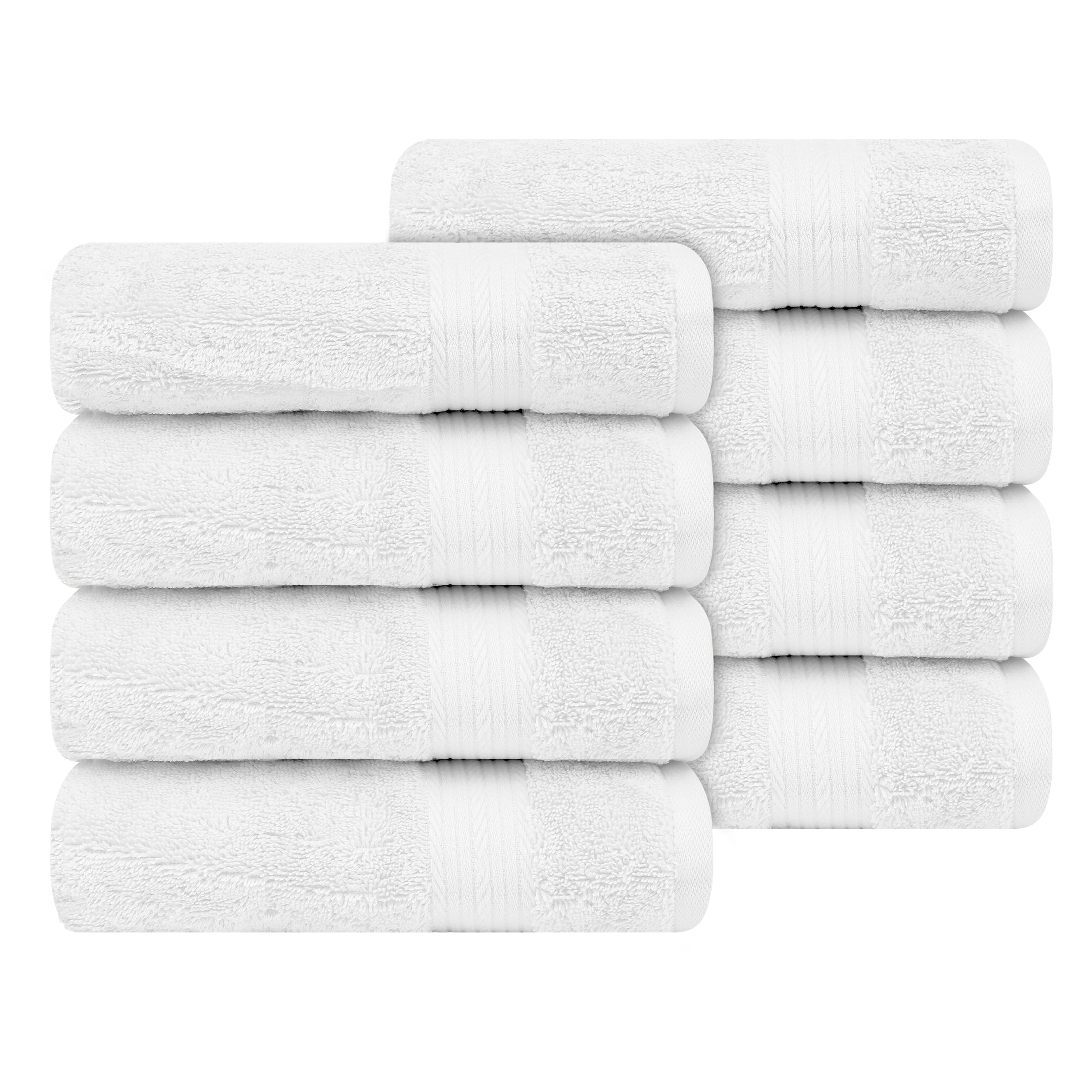 Ample Decor Hand Towels 100% Cotton for Bathroom 18X28inch -8pcs White ...