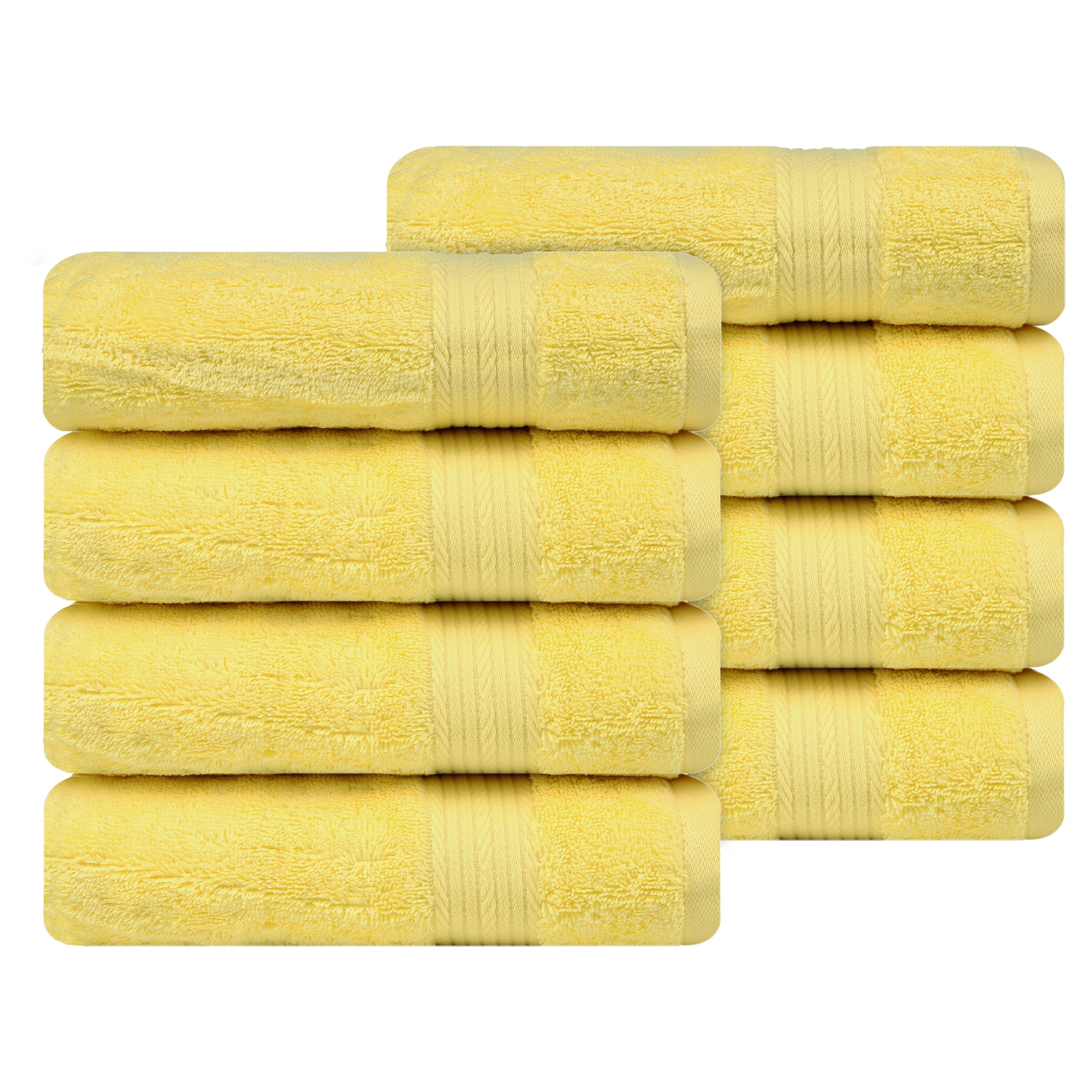 Ample Decor Hand Towels 100% Cotton for Bathroom 18X28inch -8pcs Yellow ...