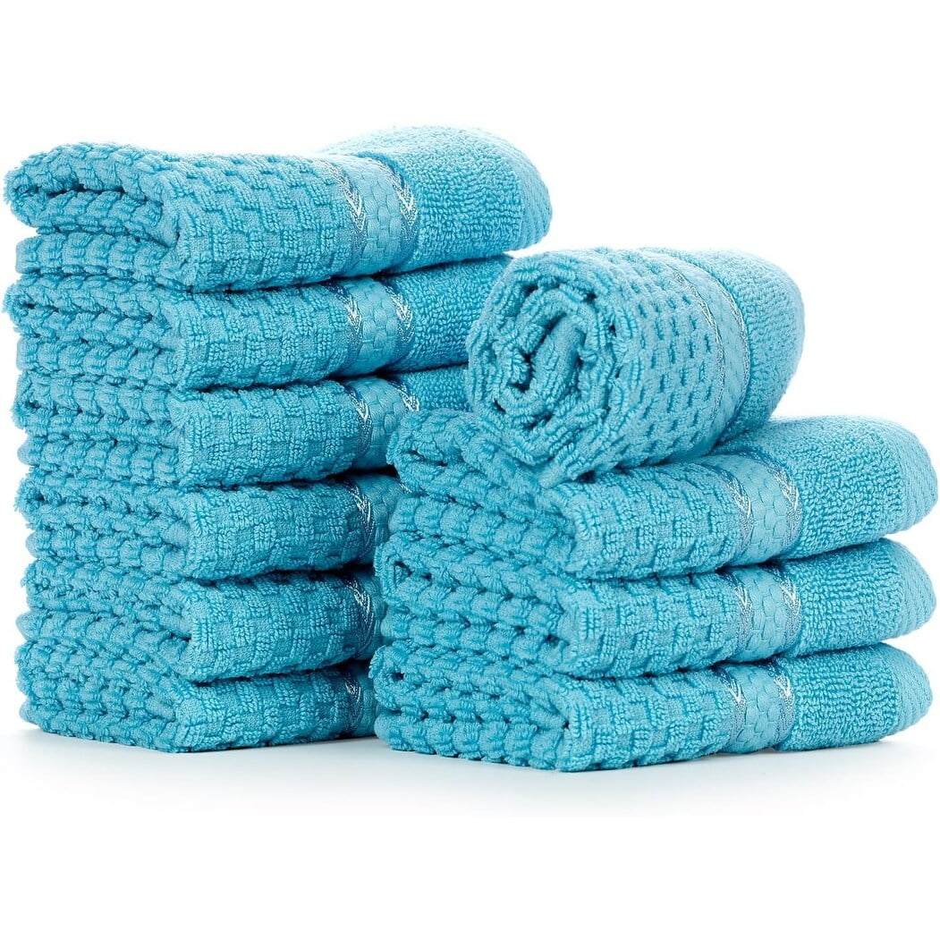 Ample Decor Popcorn Textured Cotton Washcloths 12 x 12 inch by - 10 Pcs ...