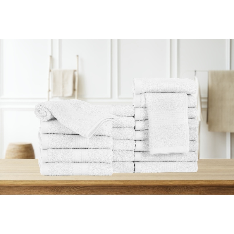 Ample Decor Pure Cotton 600GSM Face Cloths 12X12 Inch by - 20 Pcs White ...