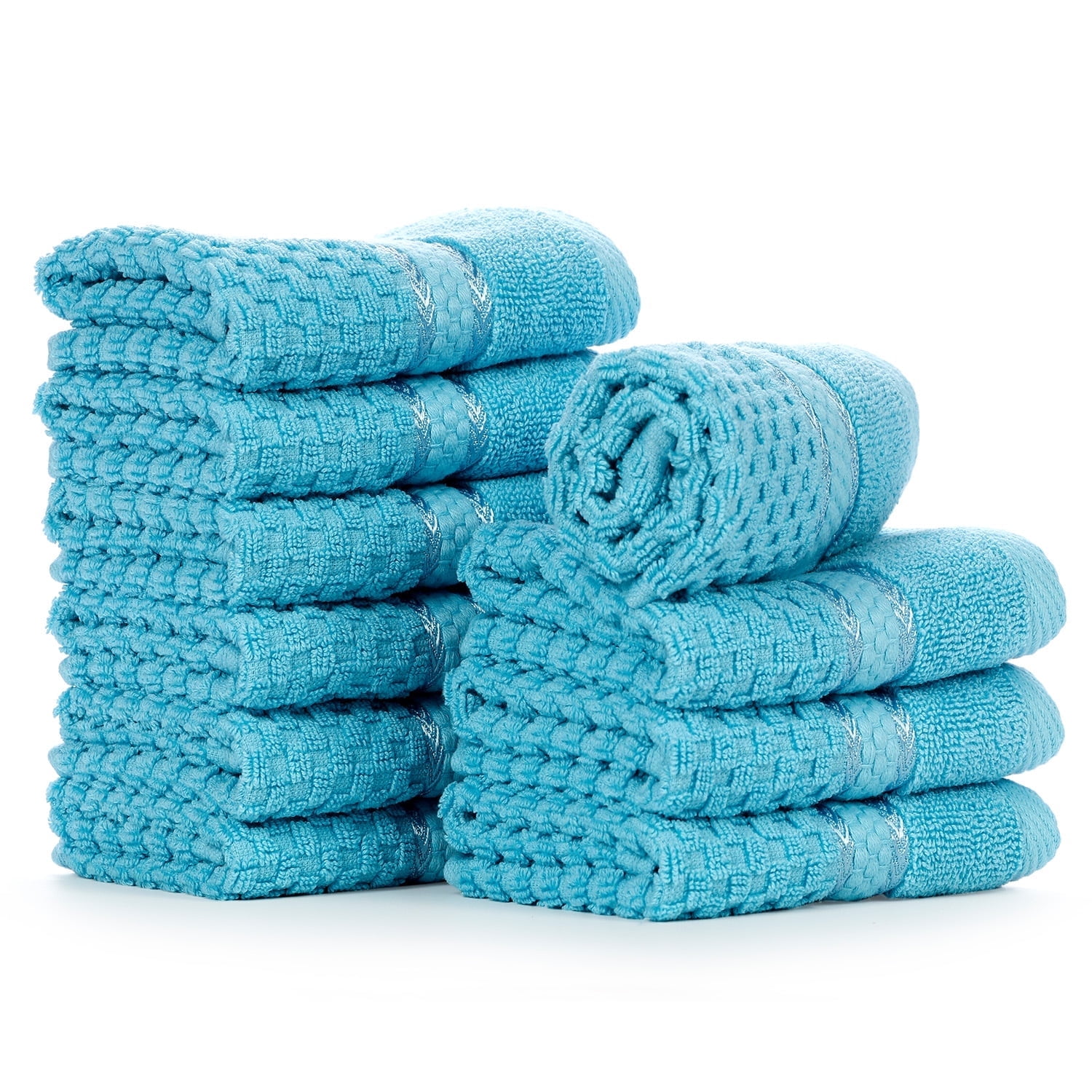Ample Decor Sky Blue Wash Cloth Set of 10 100% Cotton - Quick Dry ...